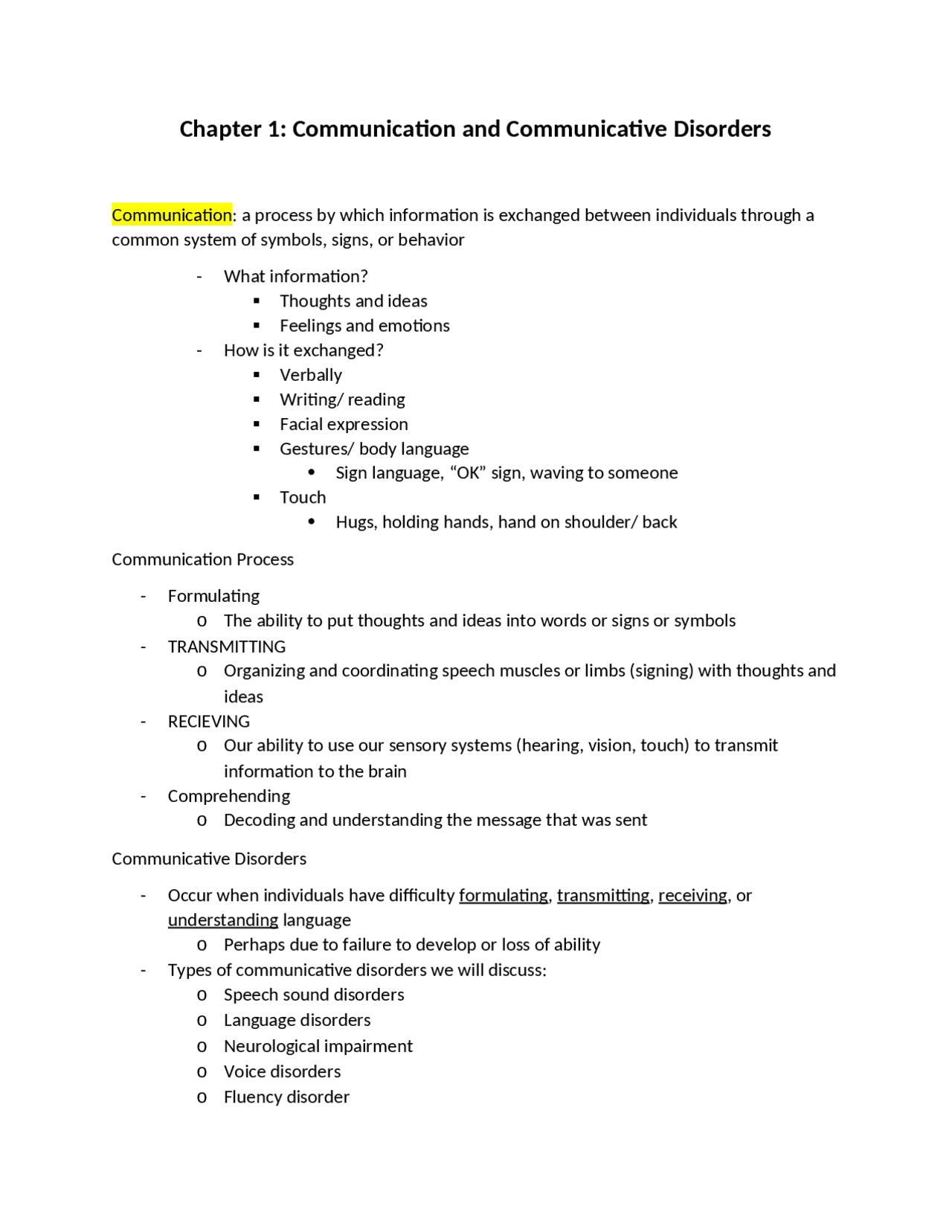 CSD 115: Chapter 1 notes | Lecture notes Speech-Language Pathology ...