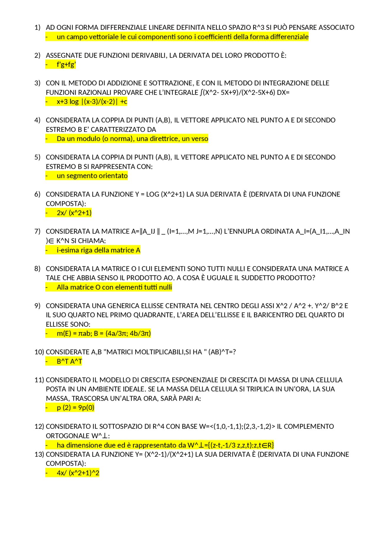 Analisi di matematica II | Schemi e mappe concettuali di Analisi Matematica II | Docsity