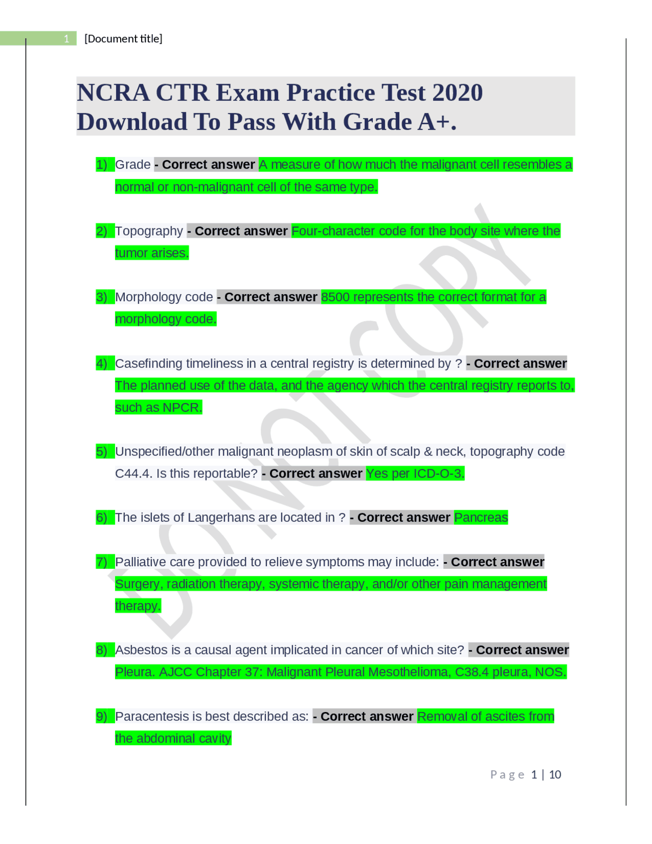 NCRA CTR Exam Practice Test 2020 Download To Pass With Grade A+ ...
