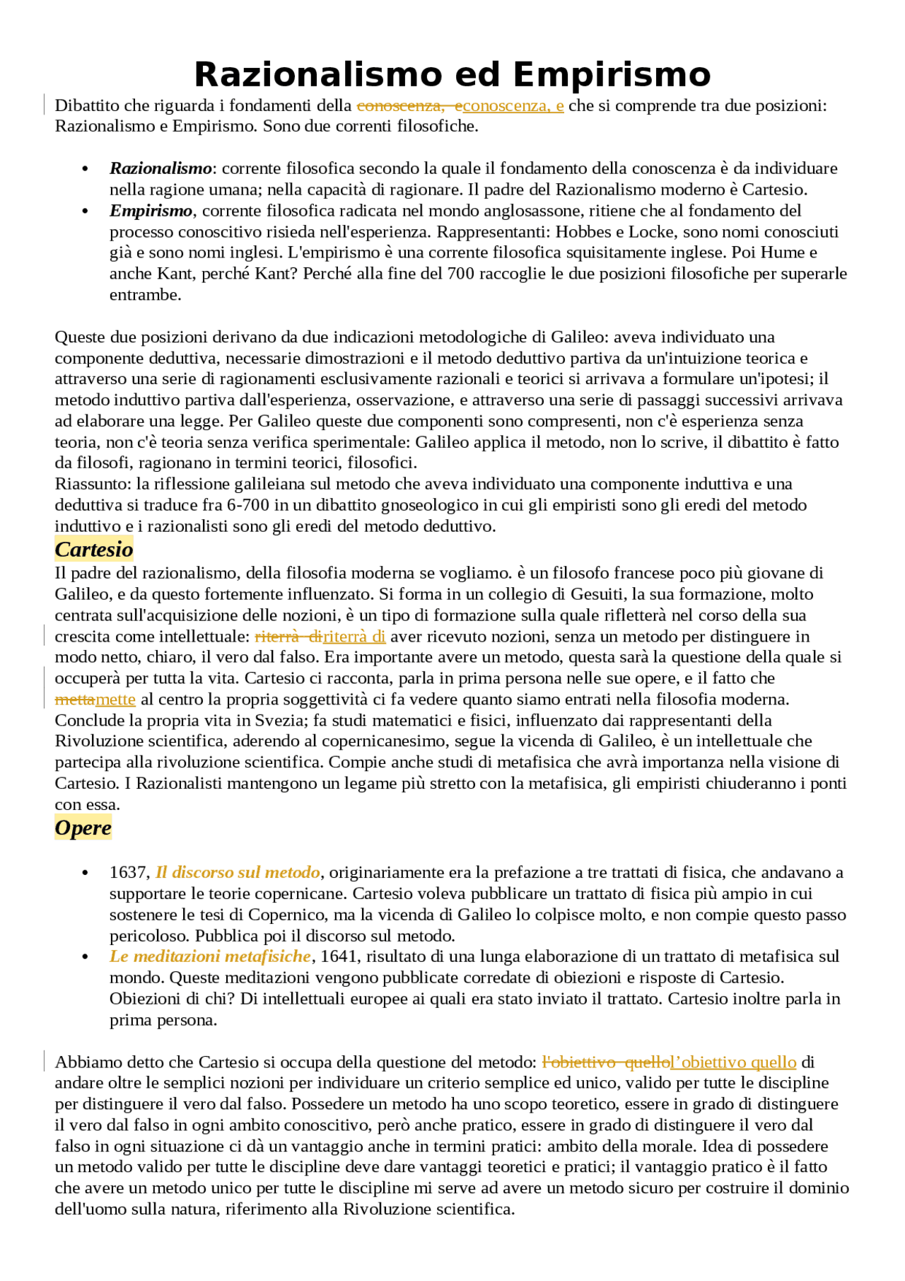 Filosofia Razionalismo Ed Empirismo Dispense Di Filosofia Docsity