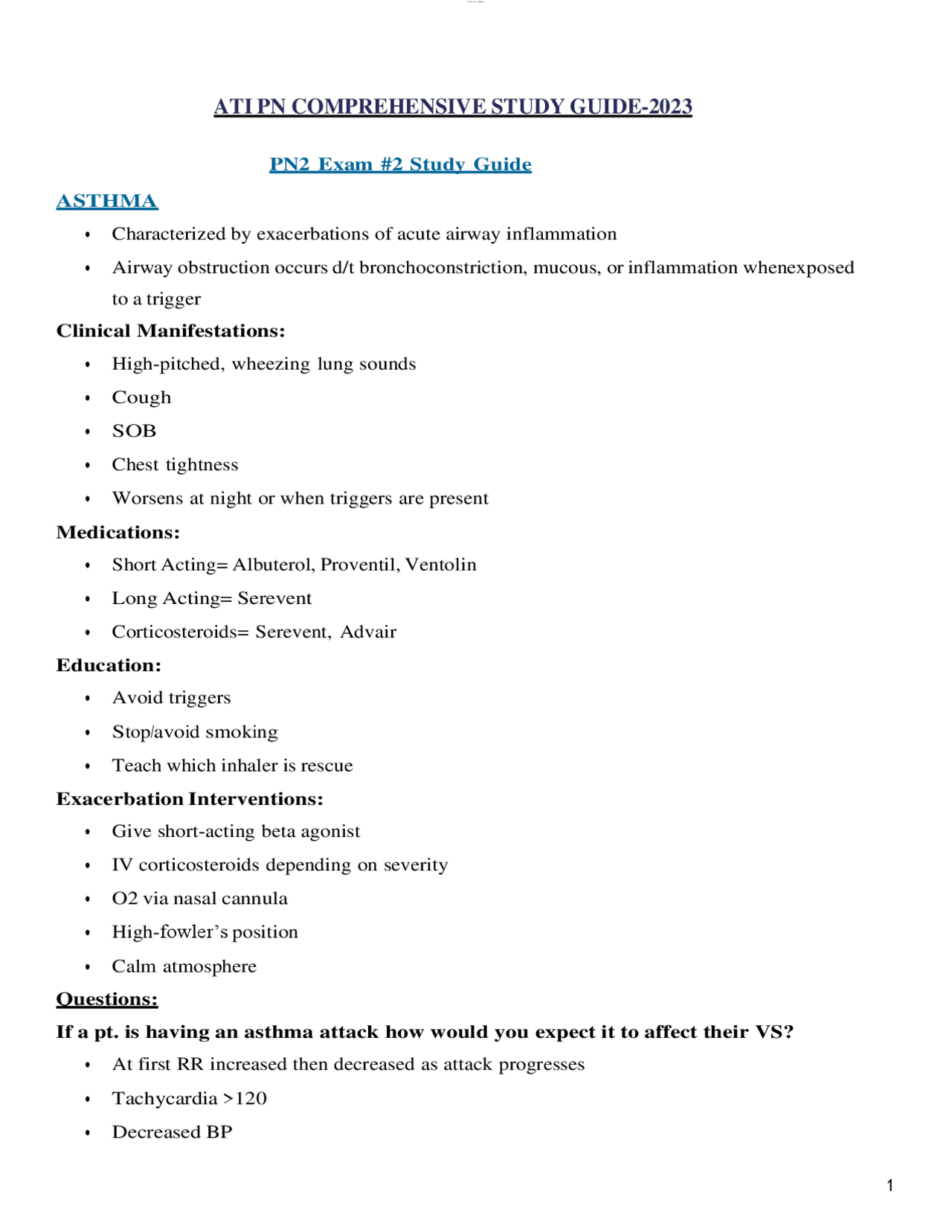 ATI PN COMPREHENSIVE STUDY GUIDE-2023 | Exams Nursing | Docsity