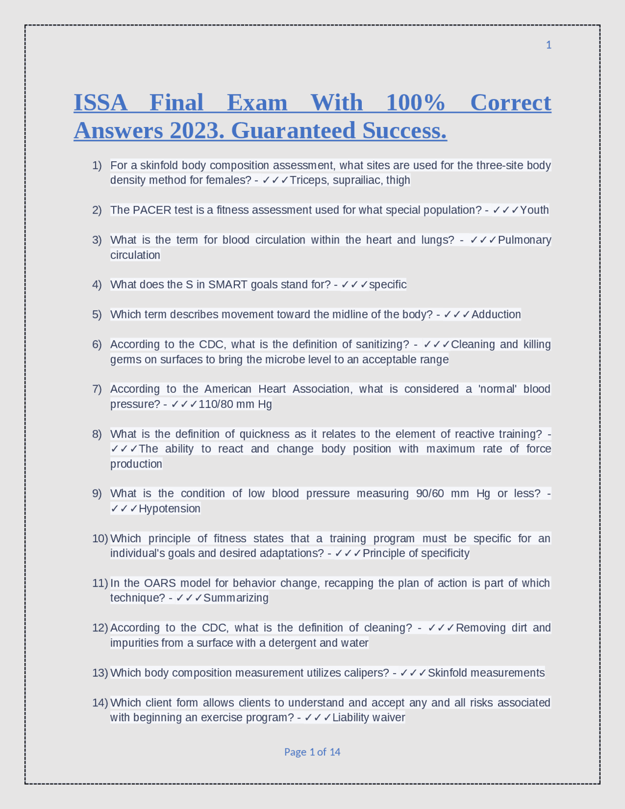 ISSA Final Exam With 100% Correct Answers 2023. Guaranteed Success ...