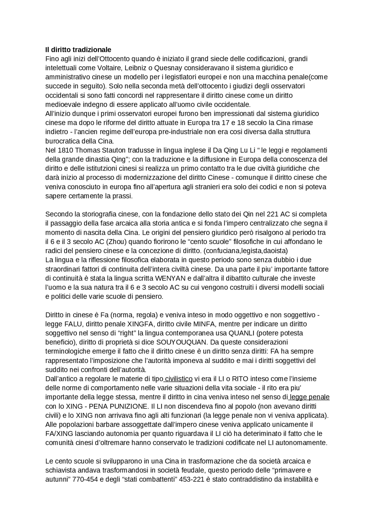 Riassunto del libro "Il diritto cinese" per Storia dell'asia orientale e sud-orientale ...