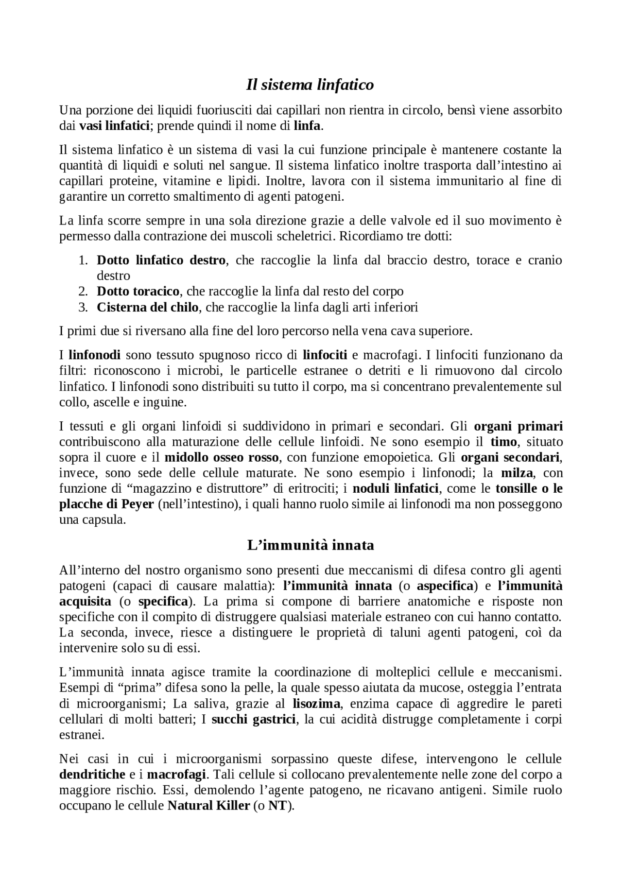 Sistema Linfatico Immunità Innata E Acquisita Appunti Di Anatomia
