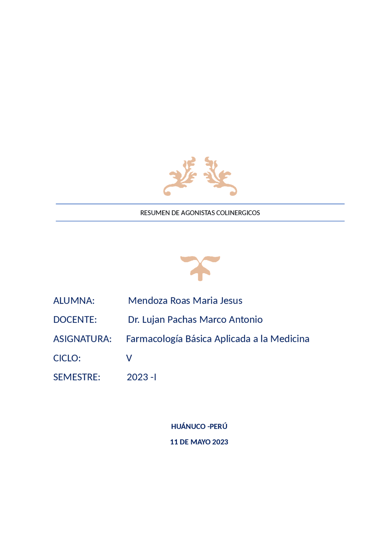 Resumen De Farmacos Colinergicos Apuntes De Farmacología Docsity