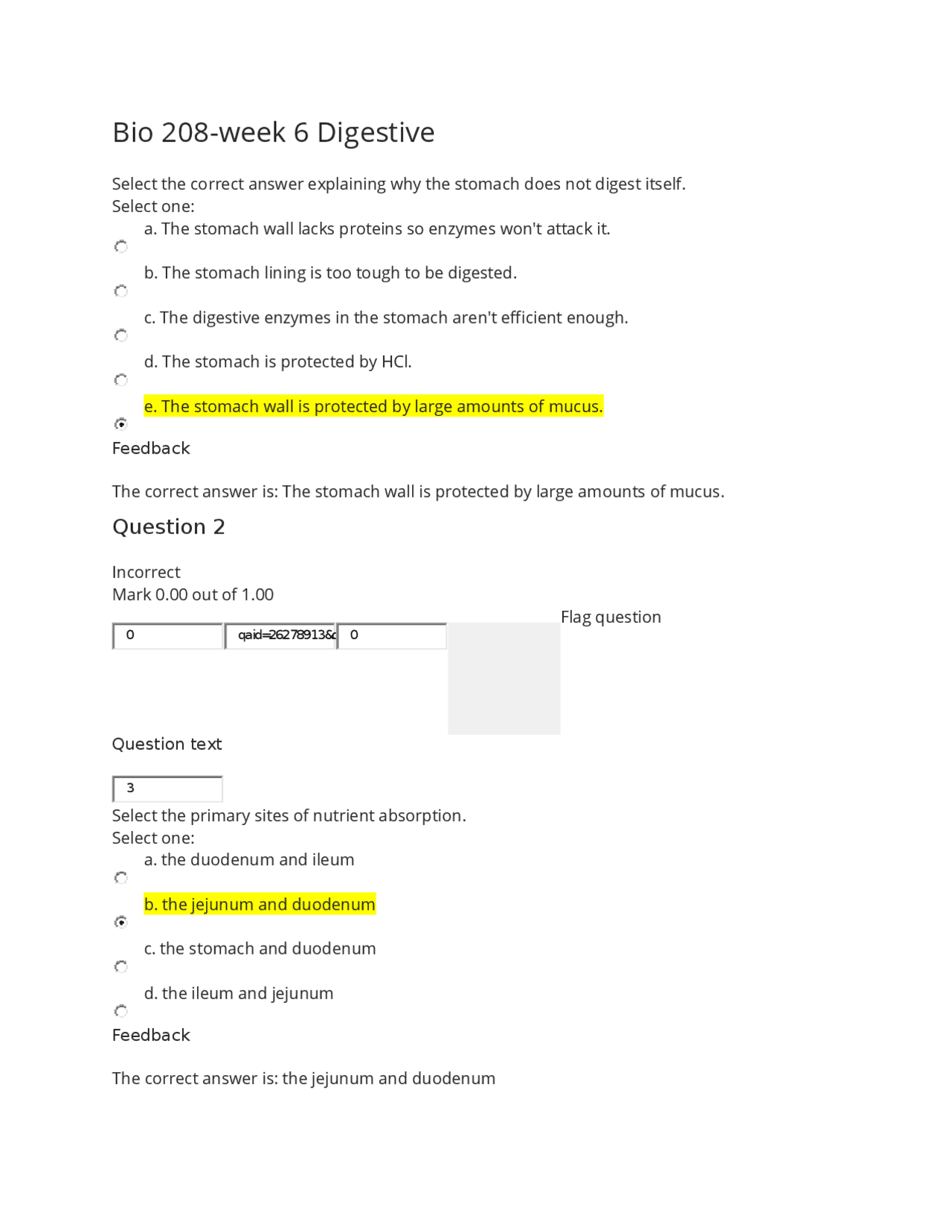 Bio 208-week 6 Digestive - Questions & Answers With 100% Correct Answer ...
