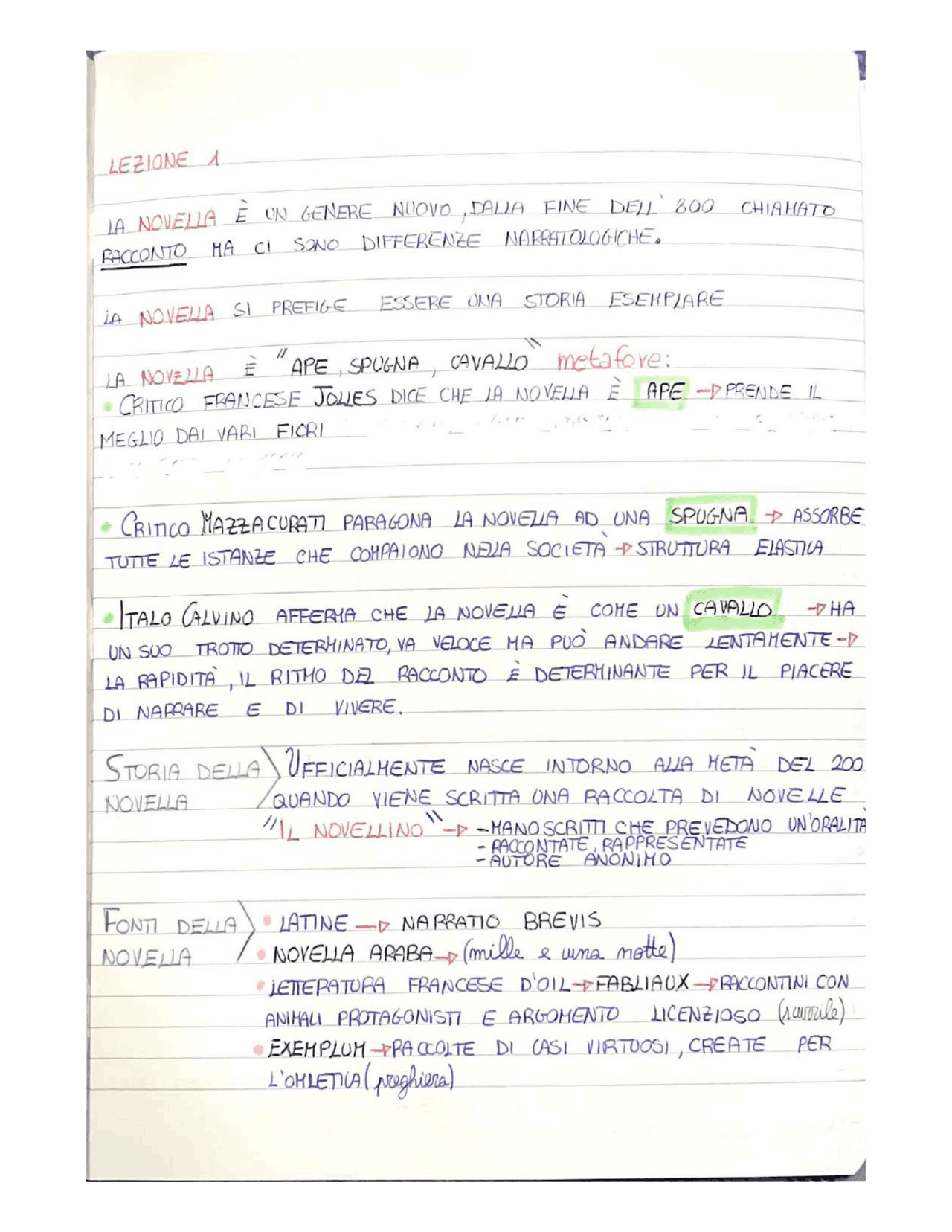 Appunti esame letteratura italiana sulla novella | Appunti di Letteratura Italiana | Docsity