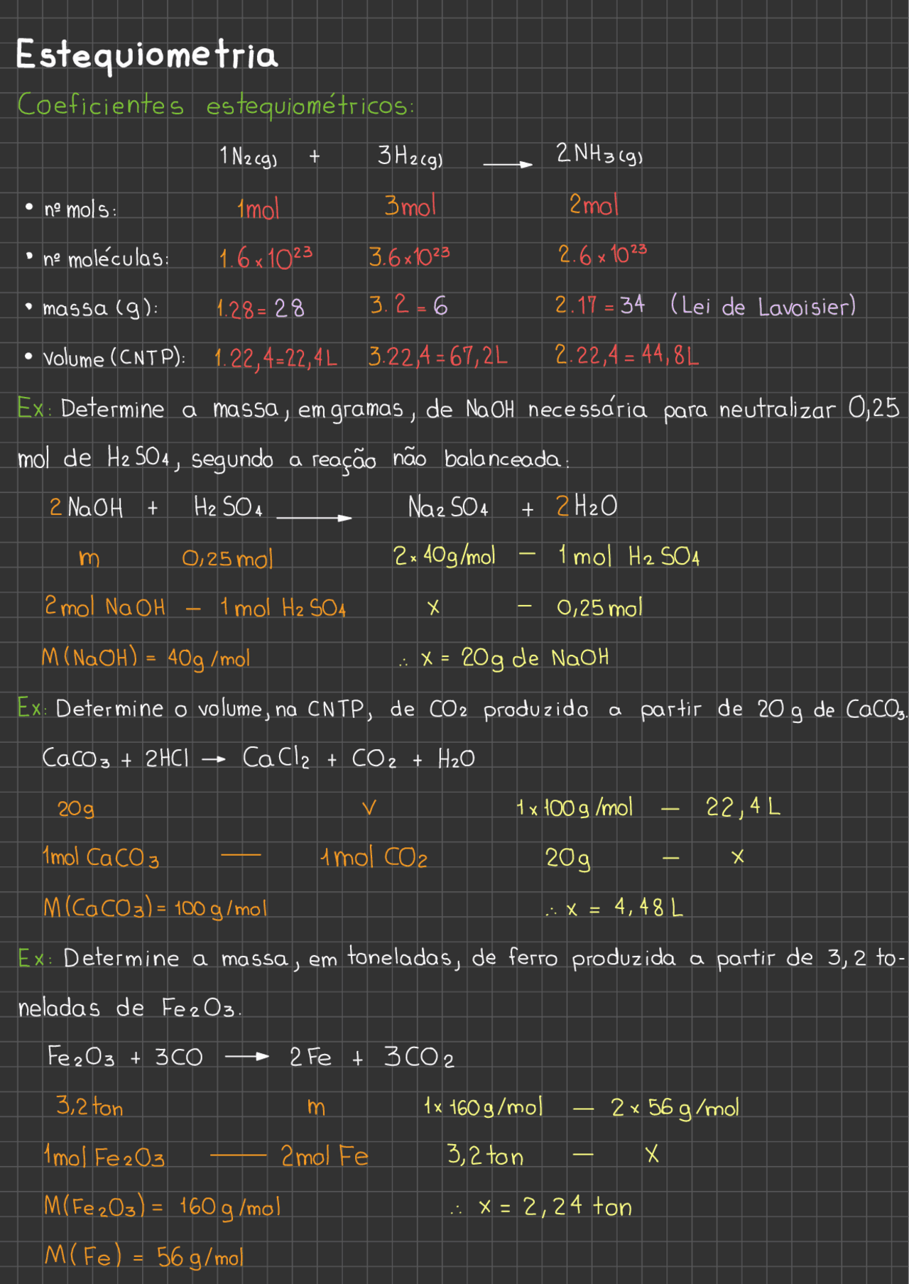Cálculos Estequiométricos (Química B 8/24 - ENEM/Vestibulares) | Notas de aula Química | Docsity
