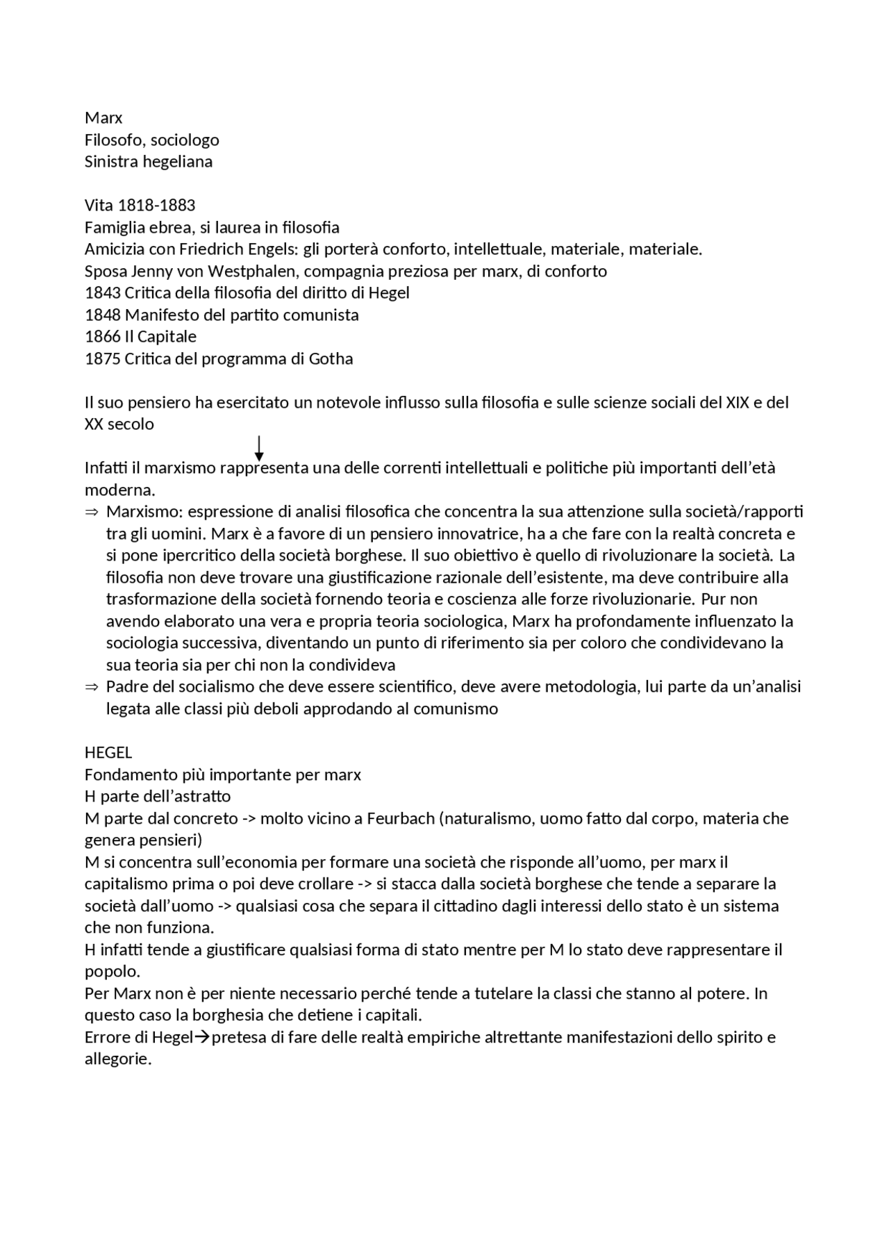 Marx Riassunto Completo Appunti Di Filosofia Docsity