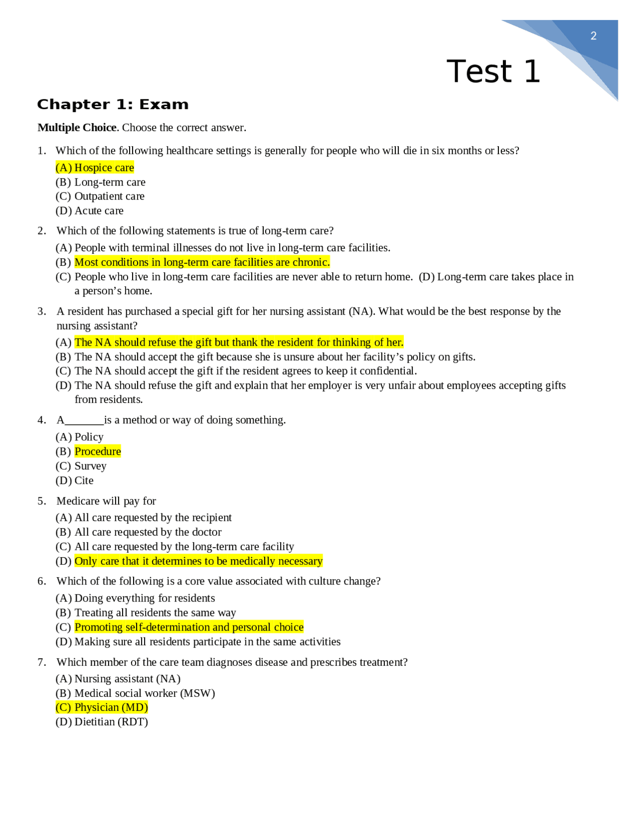 Answers Test 1-4 Elite Medical Academy questions with 100% verified ...