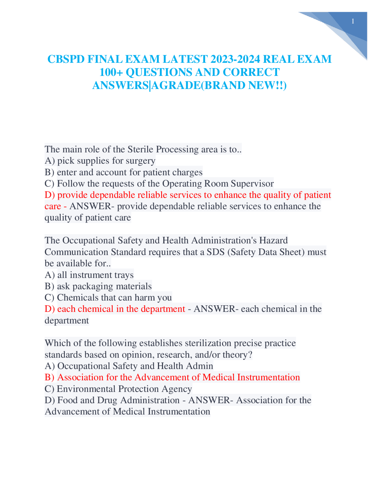 CBSPD FINAL EXAM LATEST 2023-2024 REAL EXAM 100+ QUESTIONS AND CORRECT ...