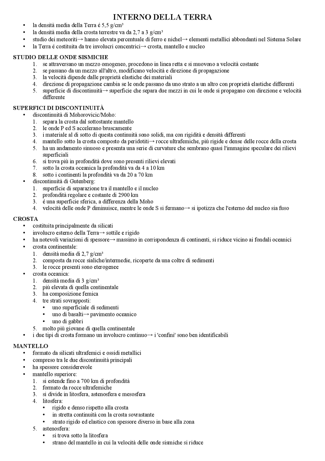 La struttura interna della Terra e lo studio delle onde sismiche | Appunti di Scienze della ...
