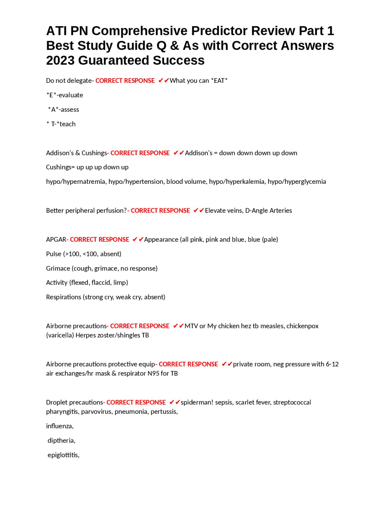 ATI PN Comprehensive Predictor Review Part 1 Best Study Guide Q & As ...