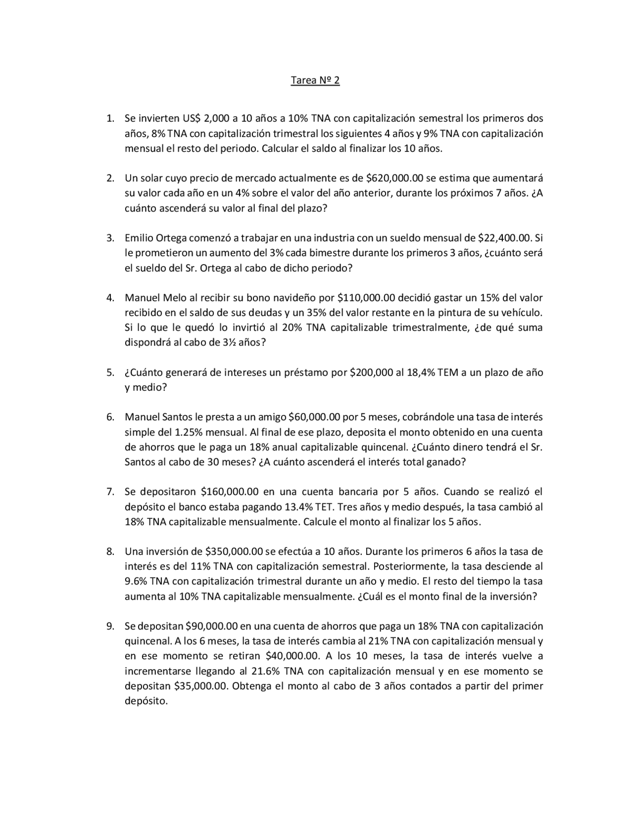 Ejercicios para practicar | Ejercicios de Finanzas | Docsity