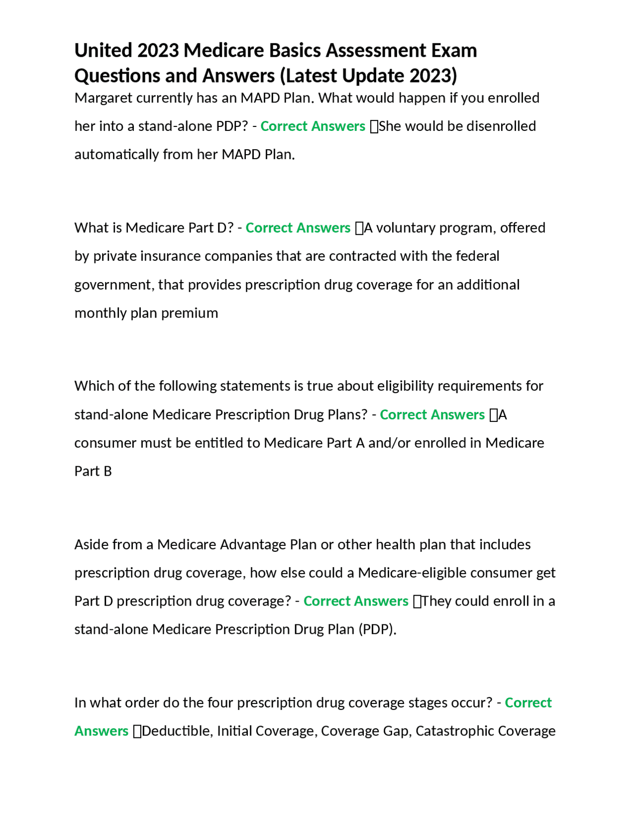 United 2023 Medicare Basics Assessment Exam Questions and Answers ...
