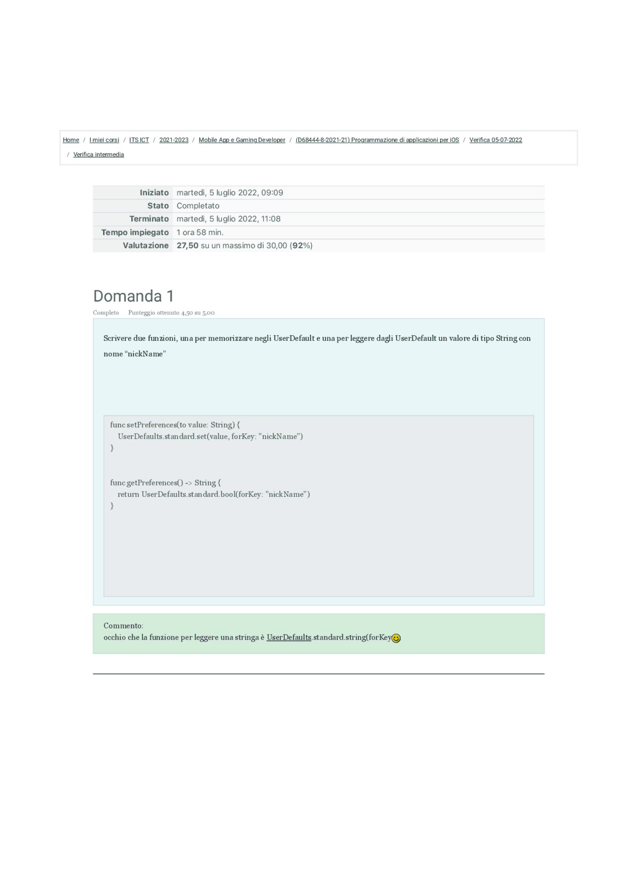 Ios - verifica svolta di swift con correzione | Prove d'esame di Sviluppo di Applicazioni Web ...