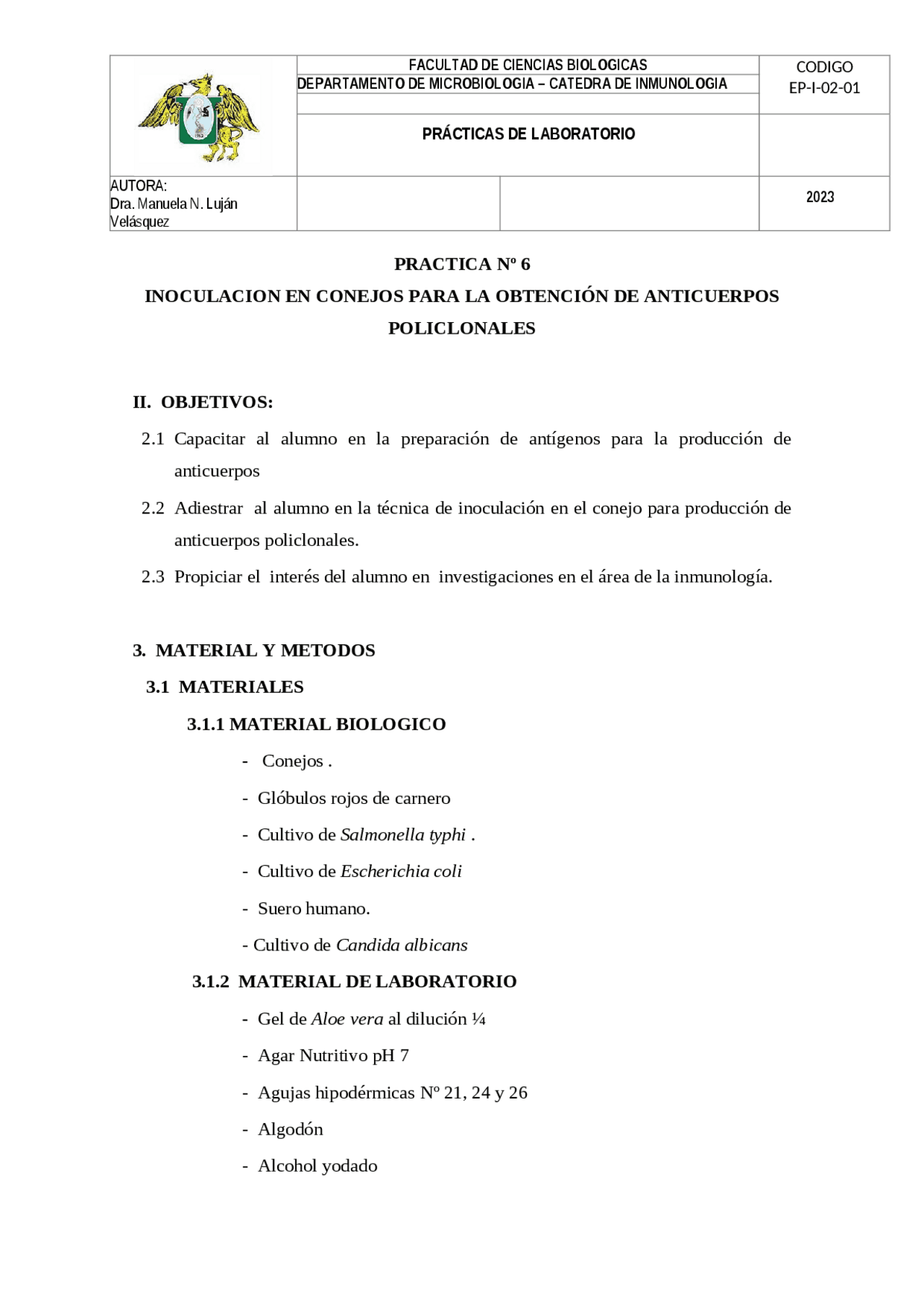 Práctica De Laboratorio Ejercicios De Inmunología Docsity