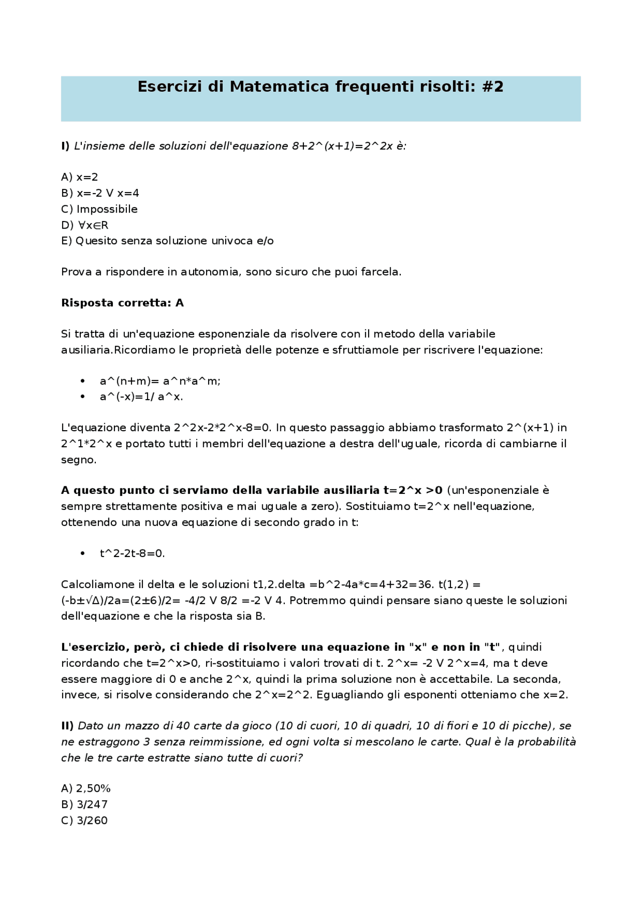Crocette Esercizi Risolti Matematica Schemi E Mappe Concettuali Di