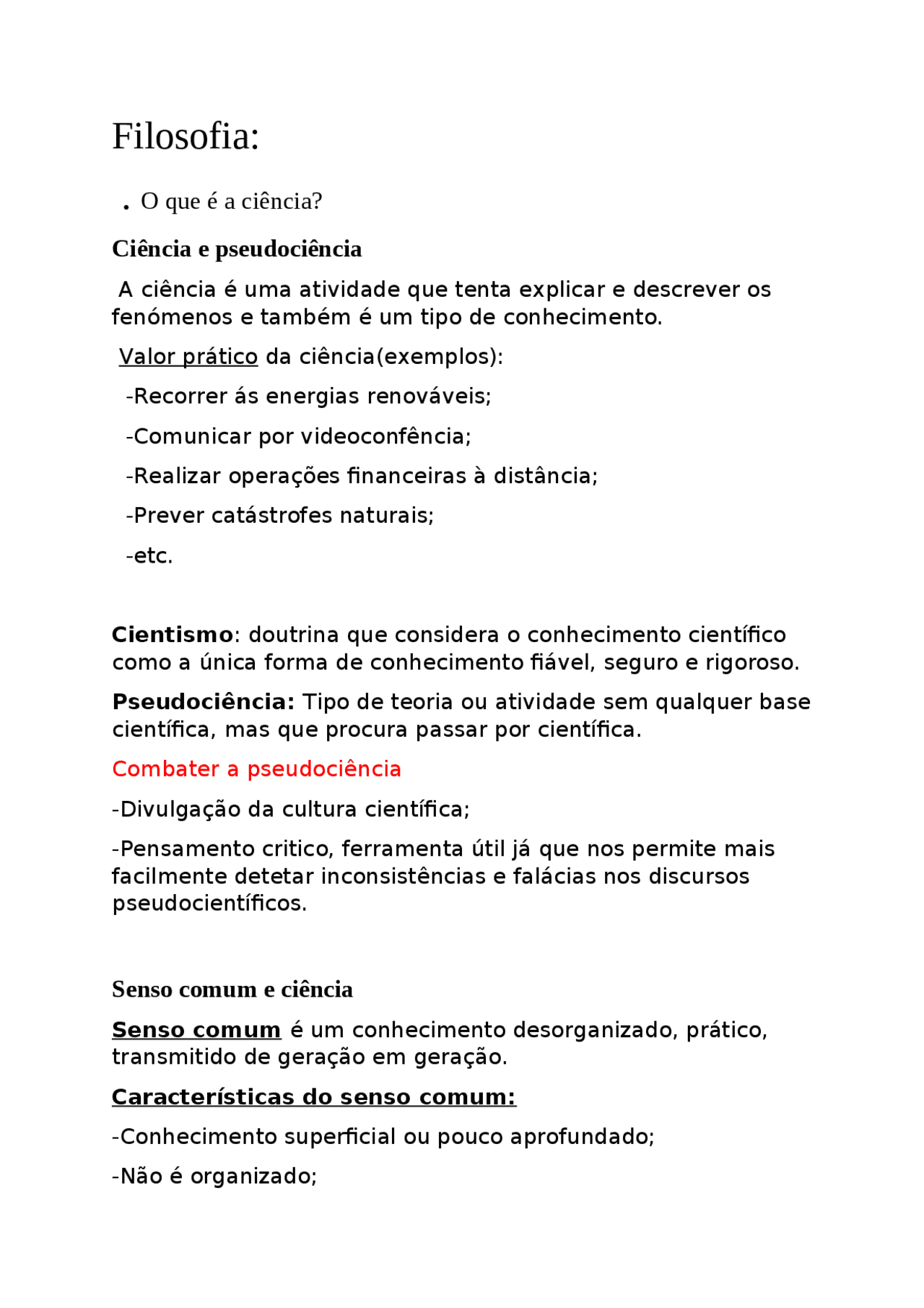 Resumo de filosofia-11ano | Resumos Filosofia | Docsity