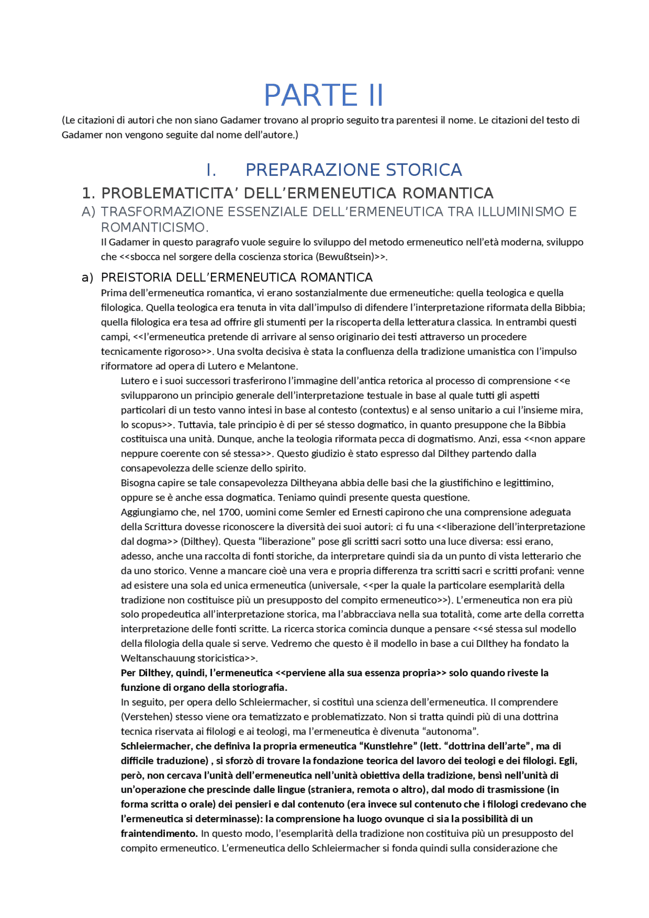 Riassunto Della Seconda Parte Di Verità E Metodo Di Gadamer Schemi E