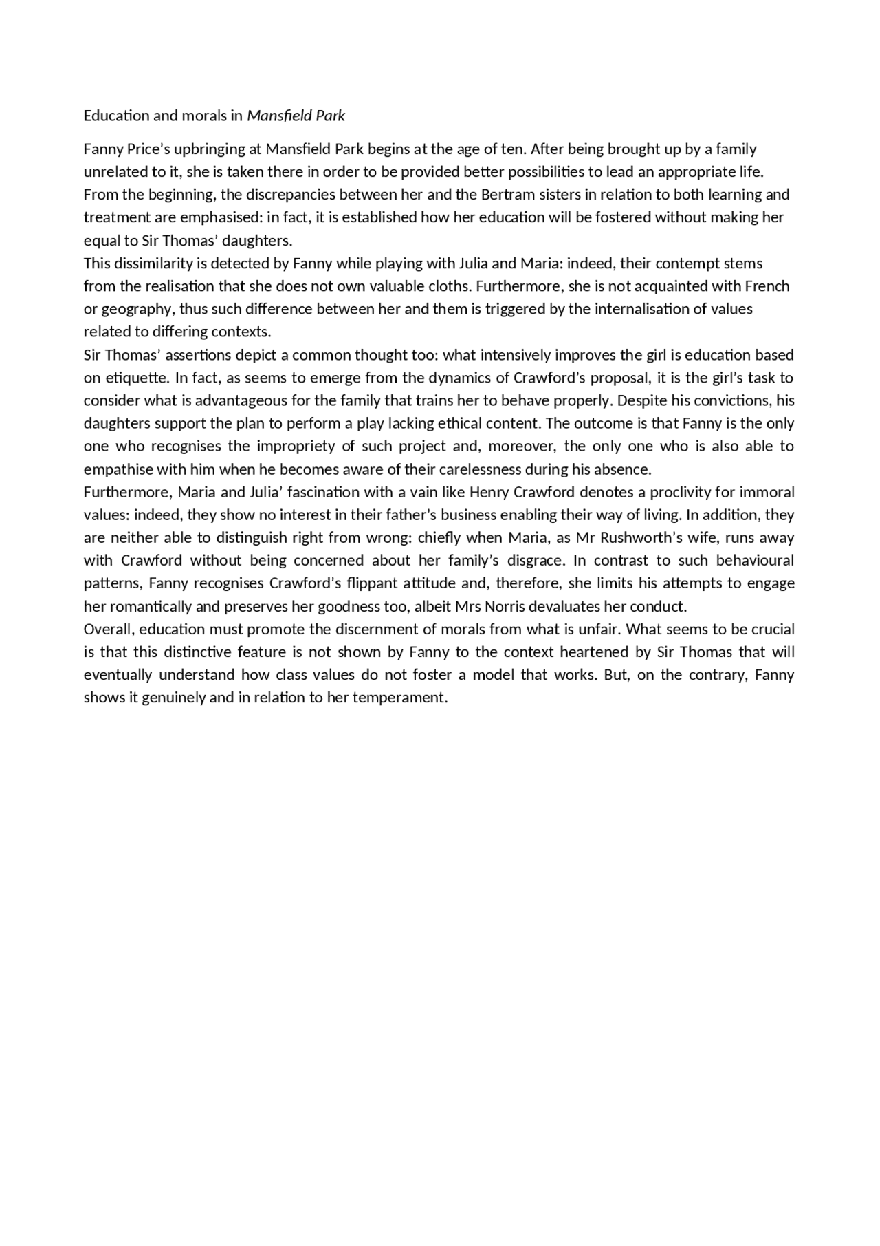 Tesina su 'Mansfield Park' di Jane Austen | Tesine universitarie di ...