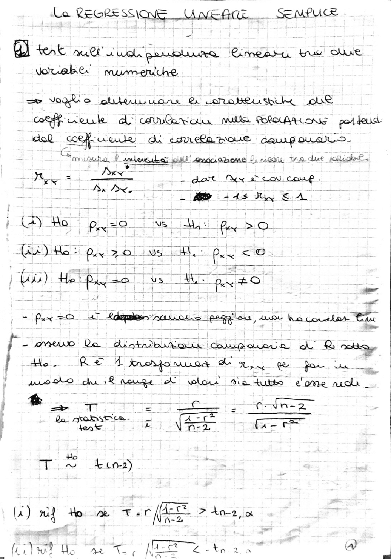 La regressione - riassunto breve | Appunti di Econometria | Docsity