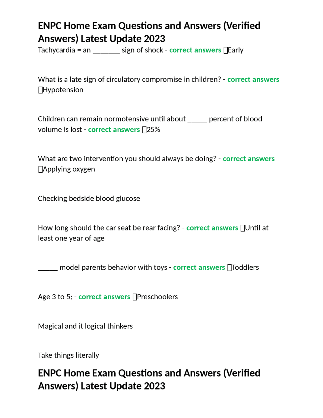 ENPC Home Exam Questions and Answers (Verified Answers) Latest Update ...