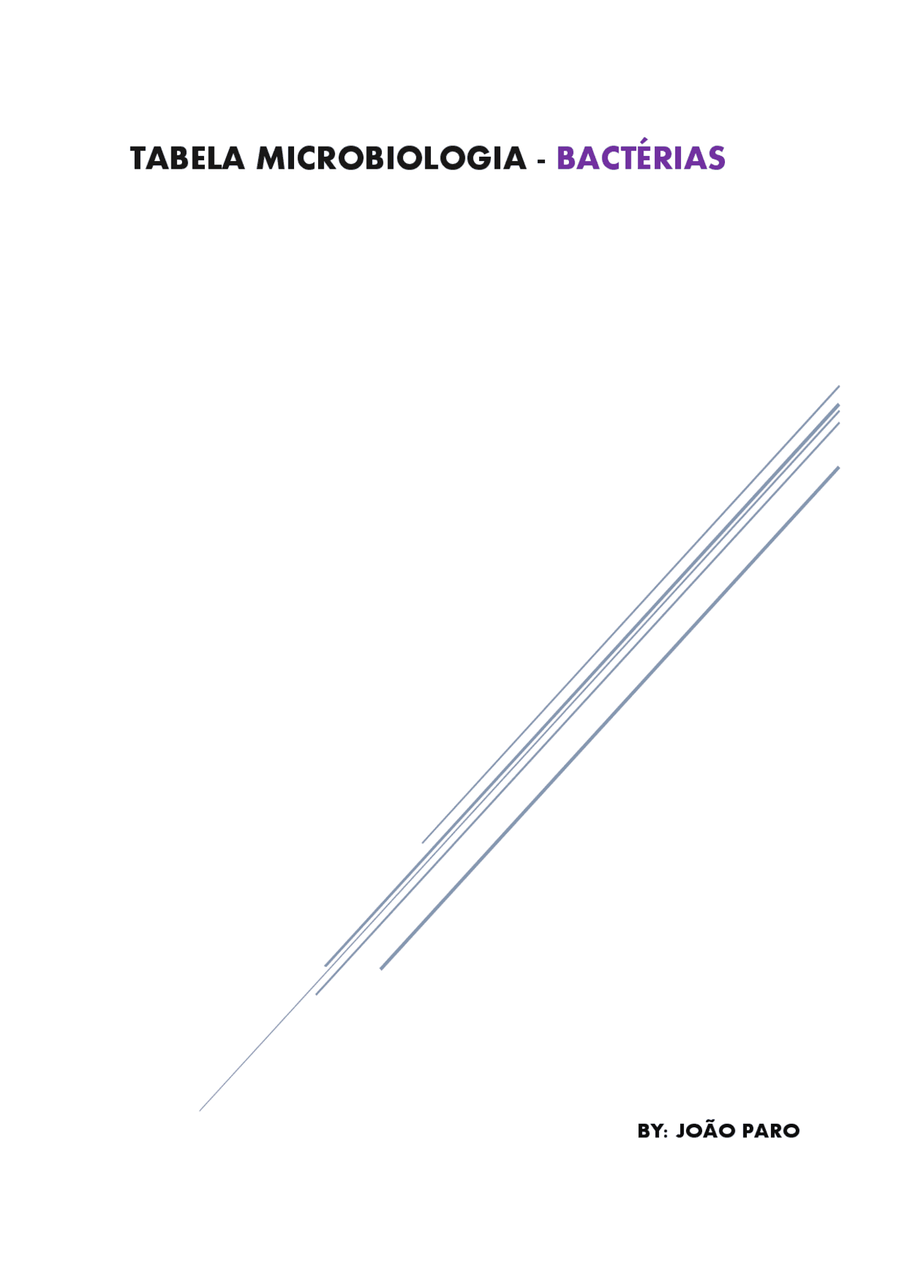 Tabela microbiologia- bactérias; | Resumos Microbiologia | Docsity