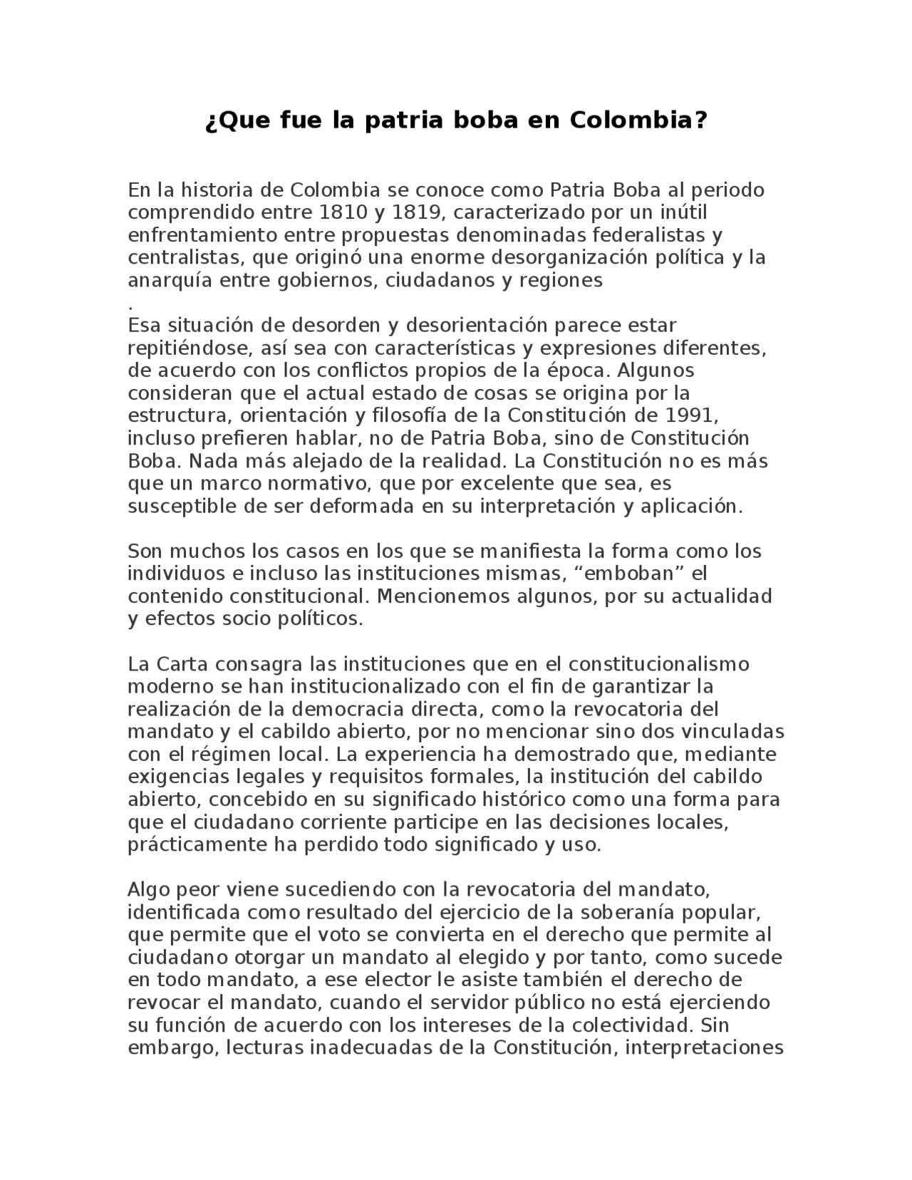 La patria boba en colombia | Apuntes de Humanidades y Ciencias Sociales ...