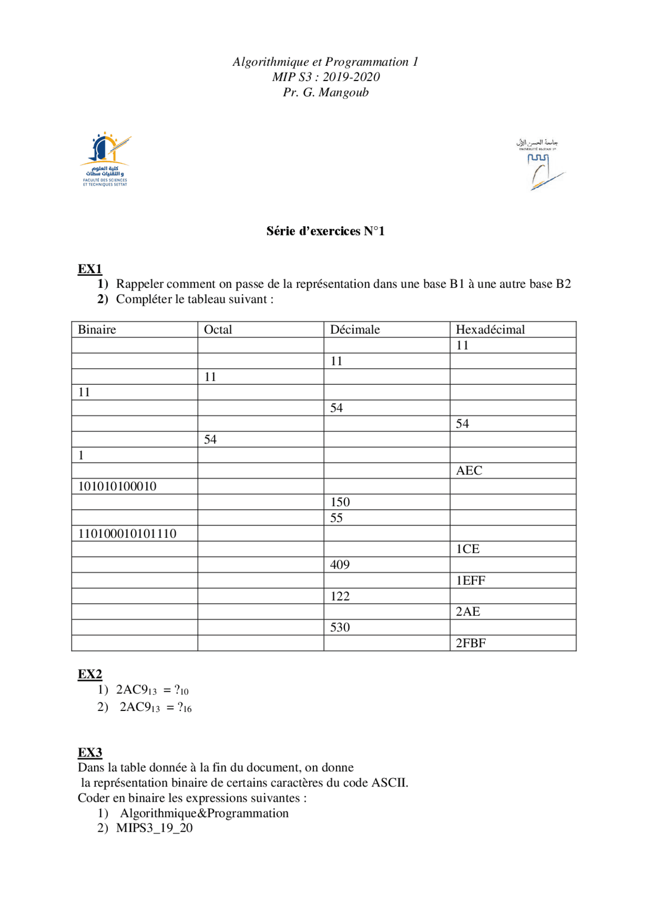 Exos Programmation En Langage C Exercises Computer Programming Docsity