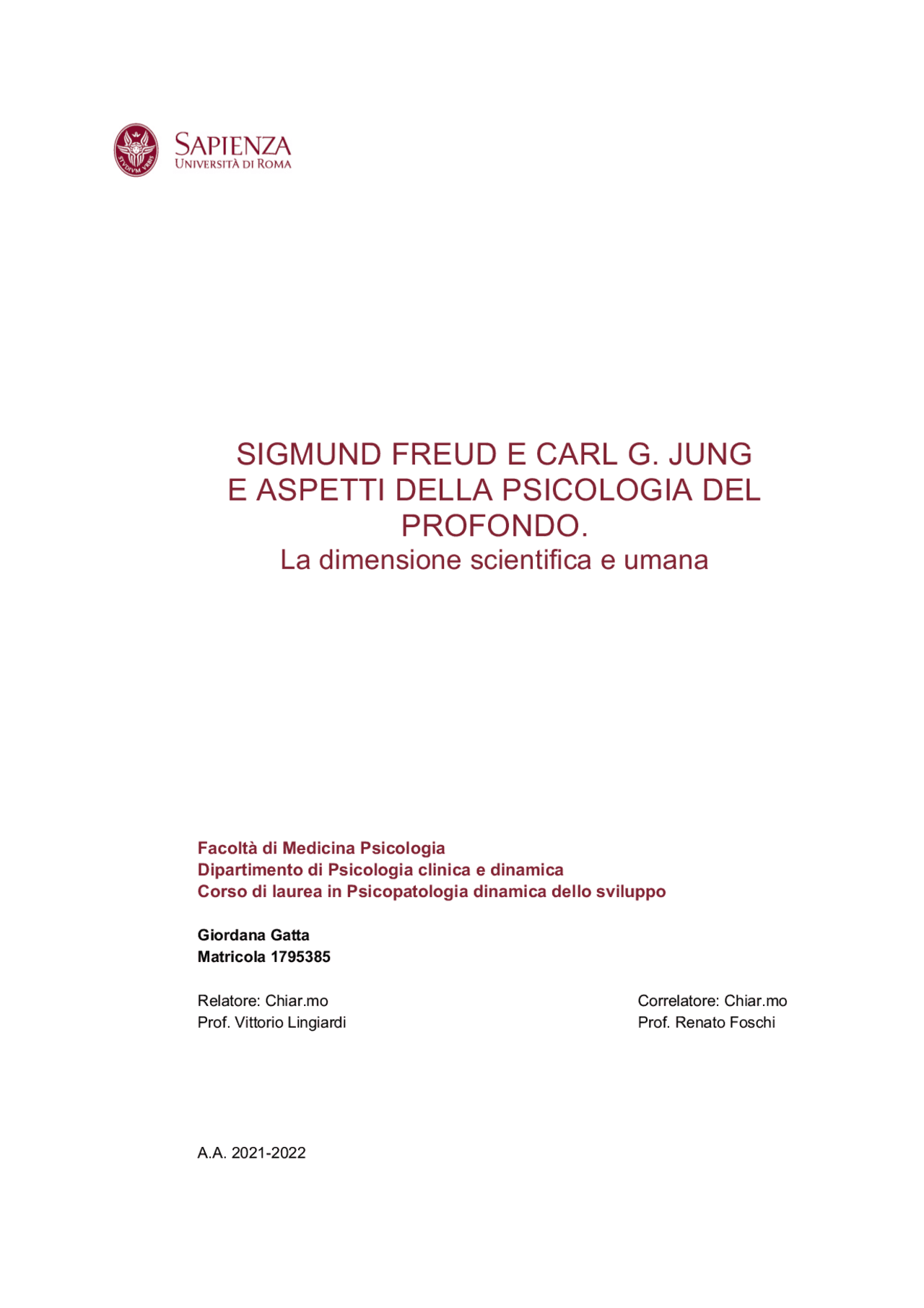 Tesi compilativa sulla psicologia del profondo: Freud, Jung, Adler e ...