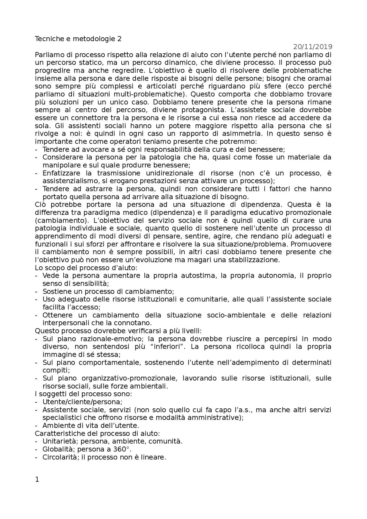 Tecniche E Metodologie Del Servizio Sociale 2 Appunti Di Metodi E
