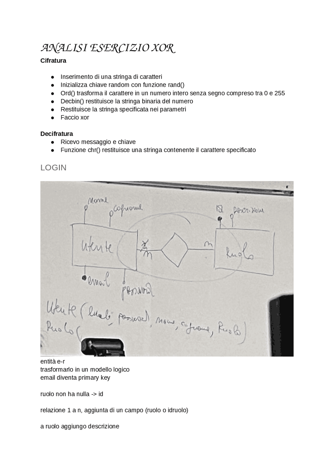 Sistemi - Esercizio xor | Esercizi di Sistemi di reti | Docsity