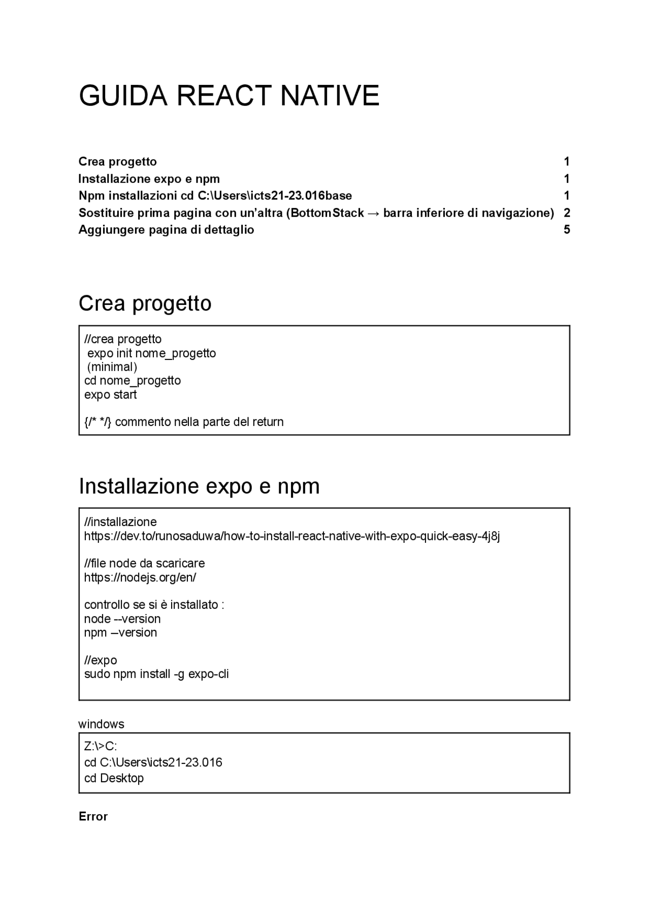 React native - guida pratica del codice | Esercizi di Sviluppo di ...