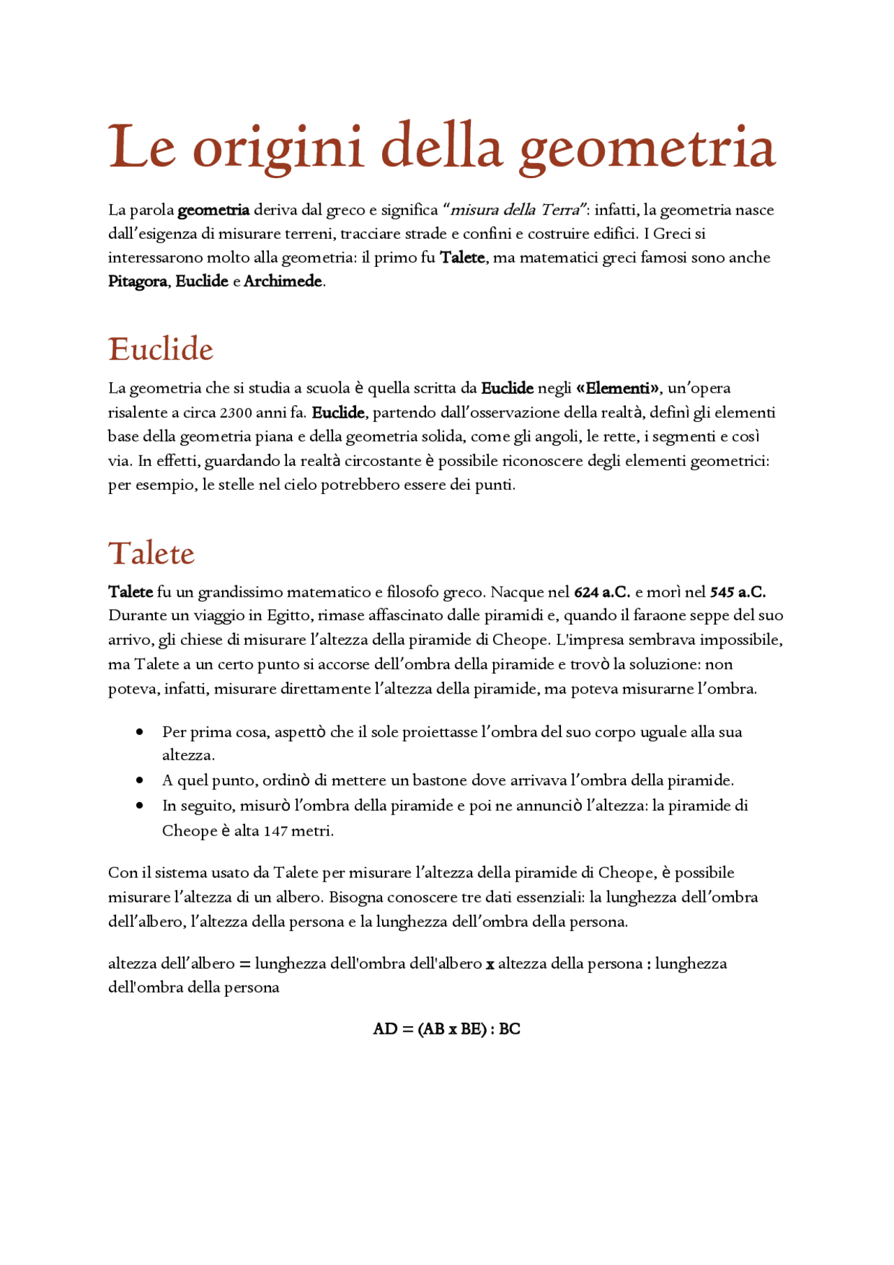Le Origini Della Geometria Appunti Di Discipline Geometriche Docsity