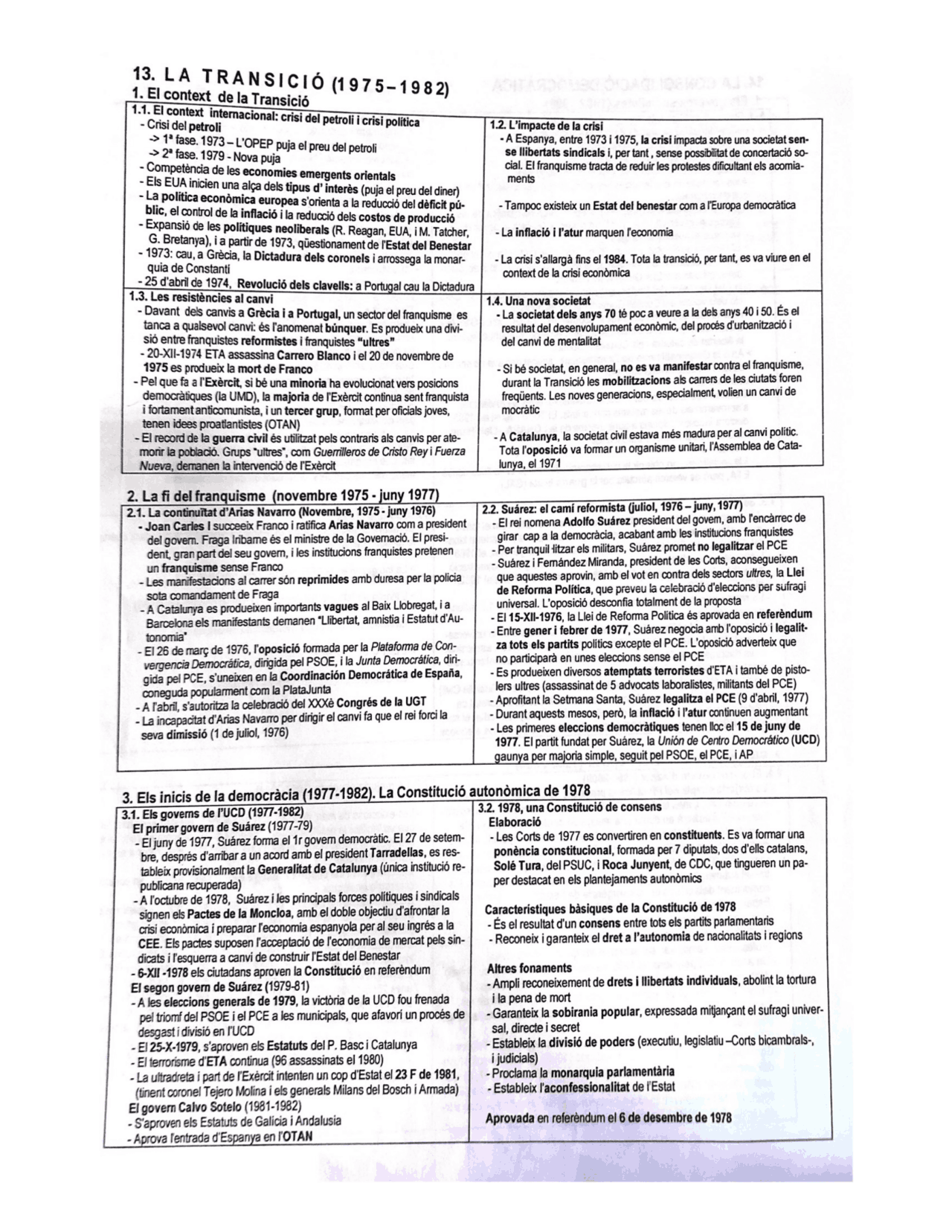 Ebau Pau Resumen Historia De España La Transición Y La Consolidación