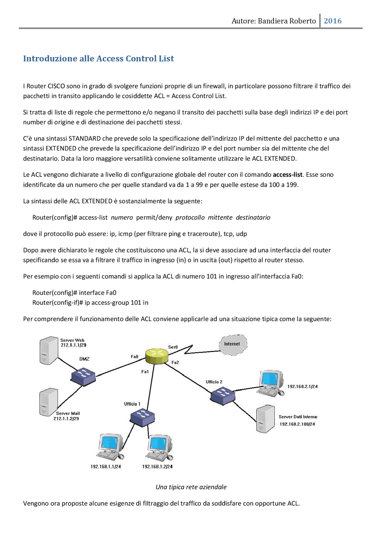 Sistemi - Access Control List (acl) | Dispense di Sistemi di reti | Docsity
