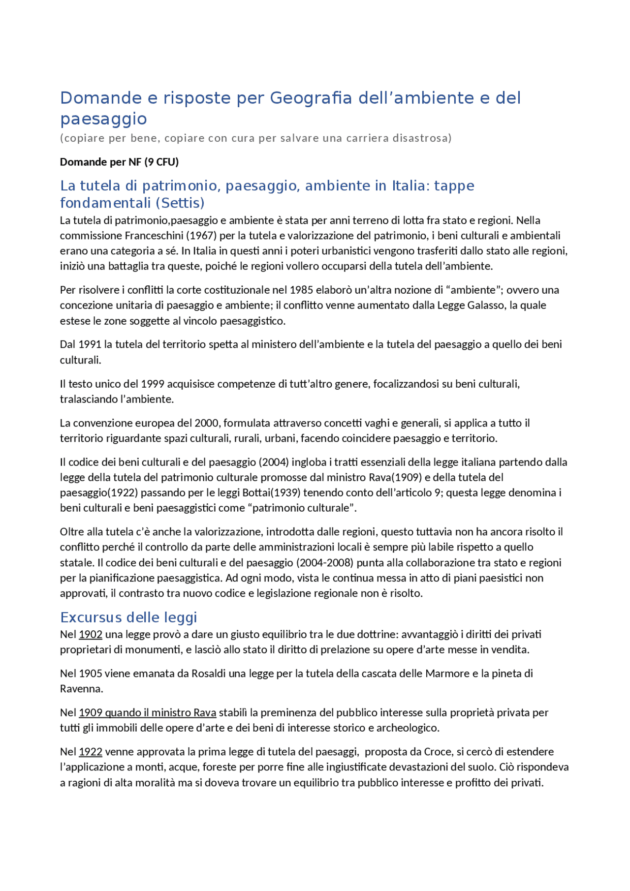 Domande e risposte geografia dell’ambiente | Prove d'esame di Geografia | Docsity