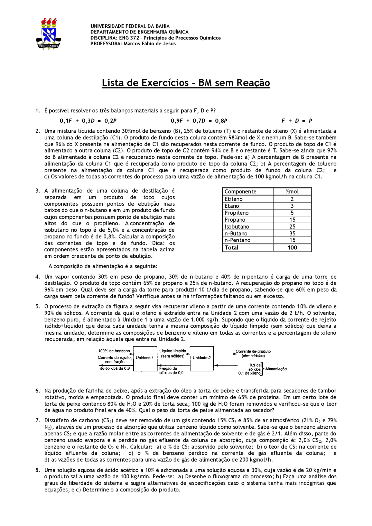Exercício De Processos Unitários Exercícios Matemática Docsity