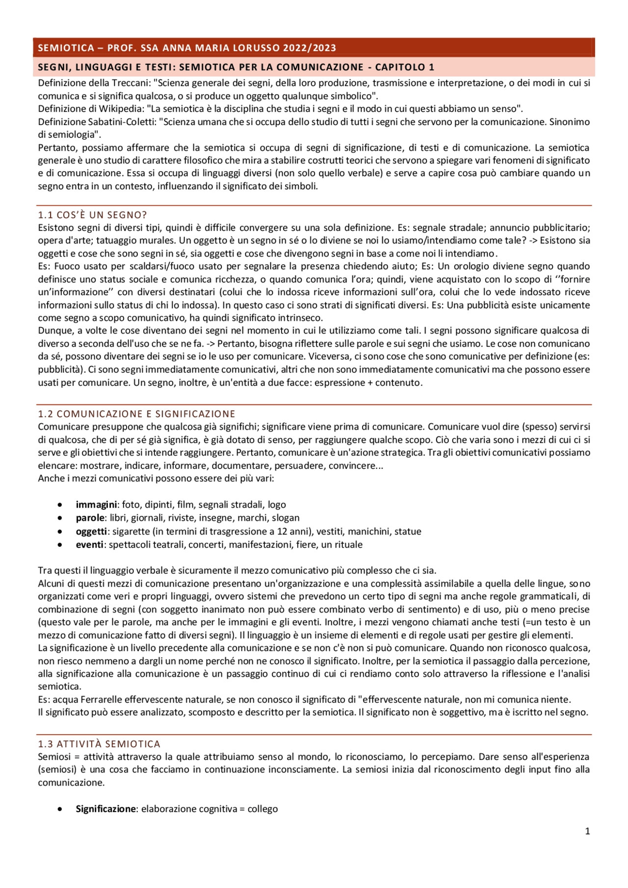 Appunti Della Prima Parte Del Corso Di Semiotica Appunti Di Semiotica