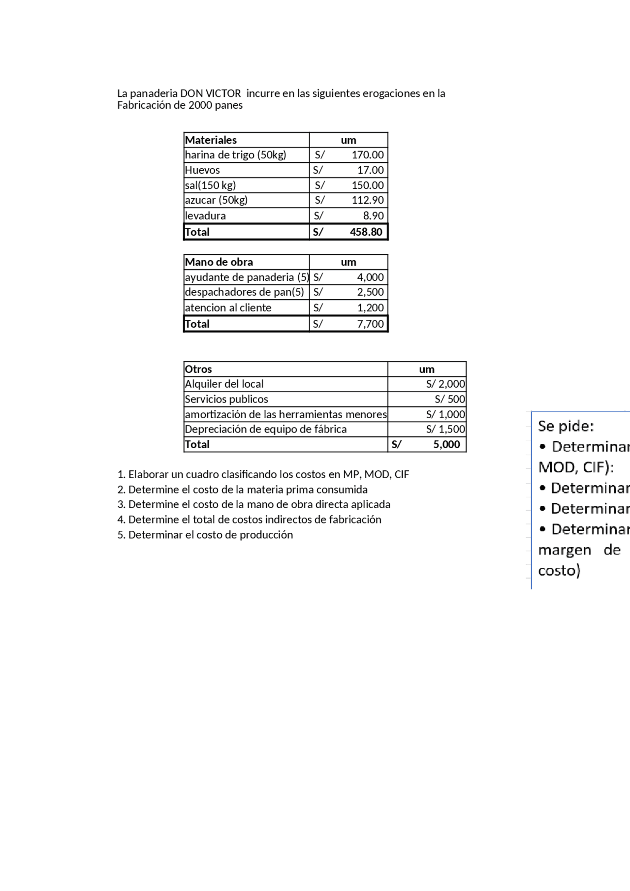 Ejercicios De Costos Ejercicios De Finanzas Docsity