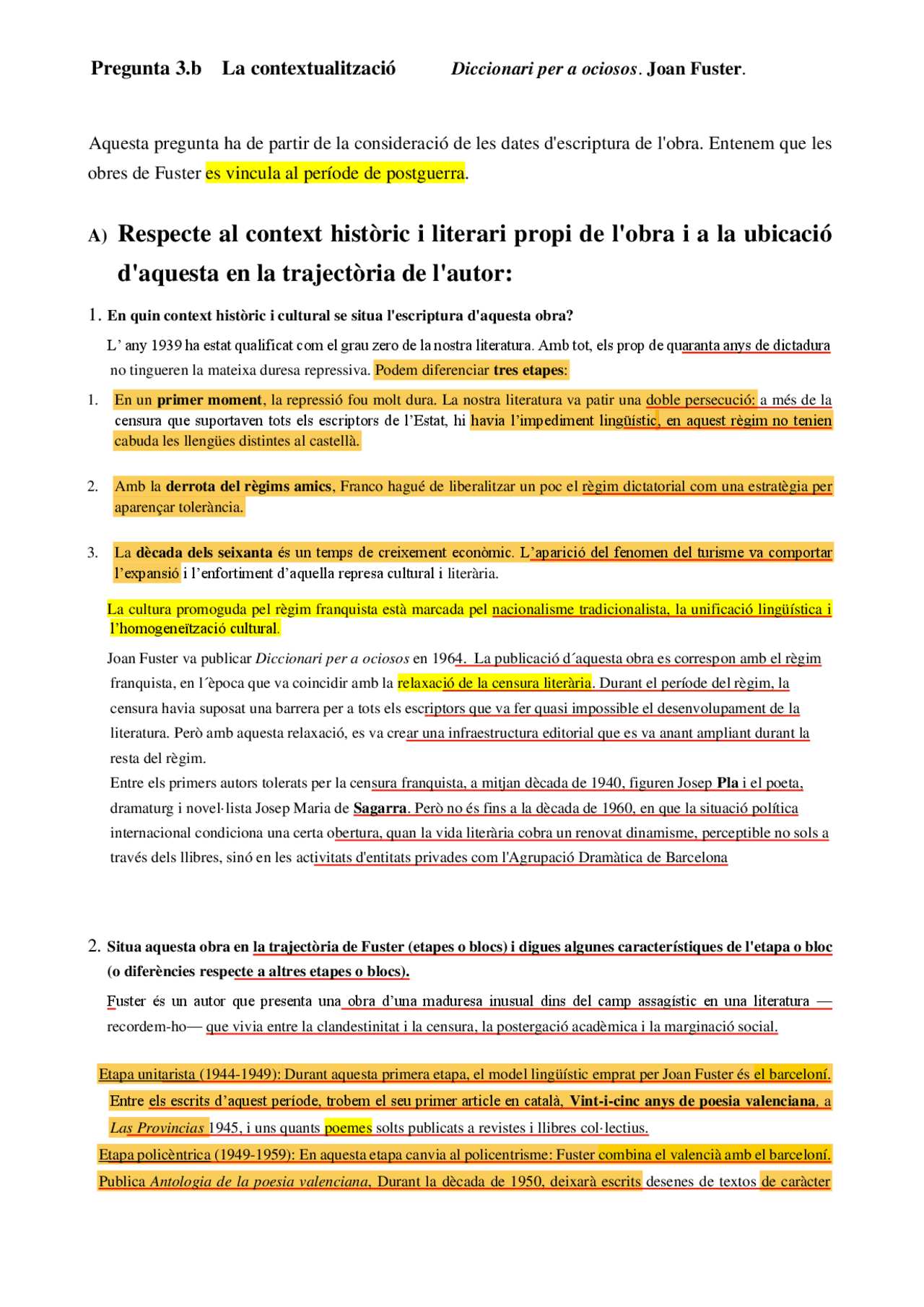 Contextualitzacio Fuster Apuntes De Valenciano Docsity