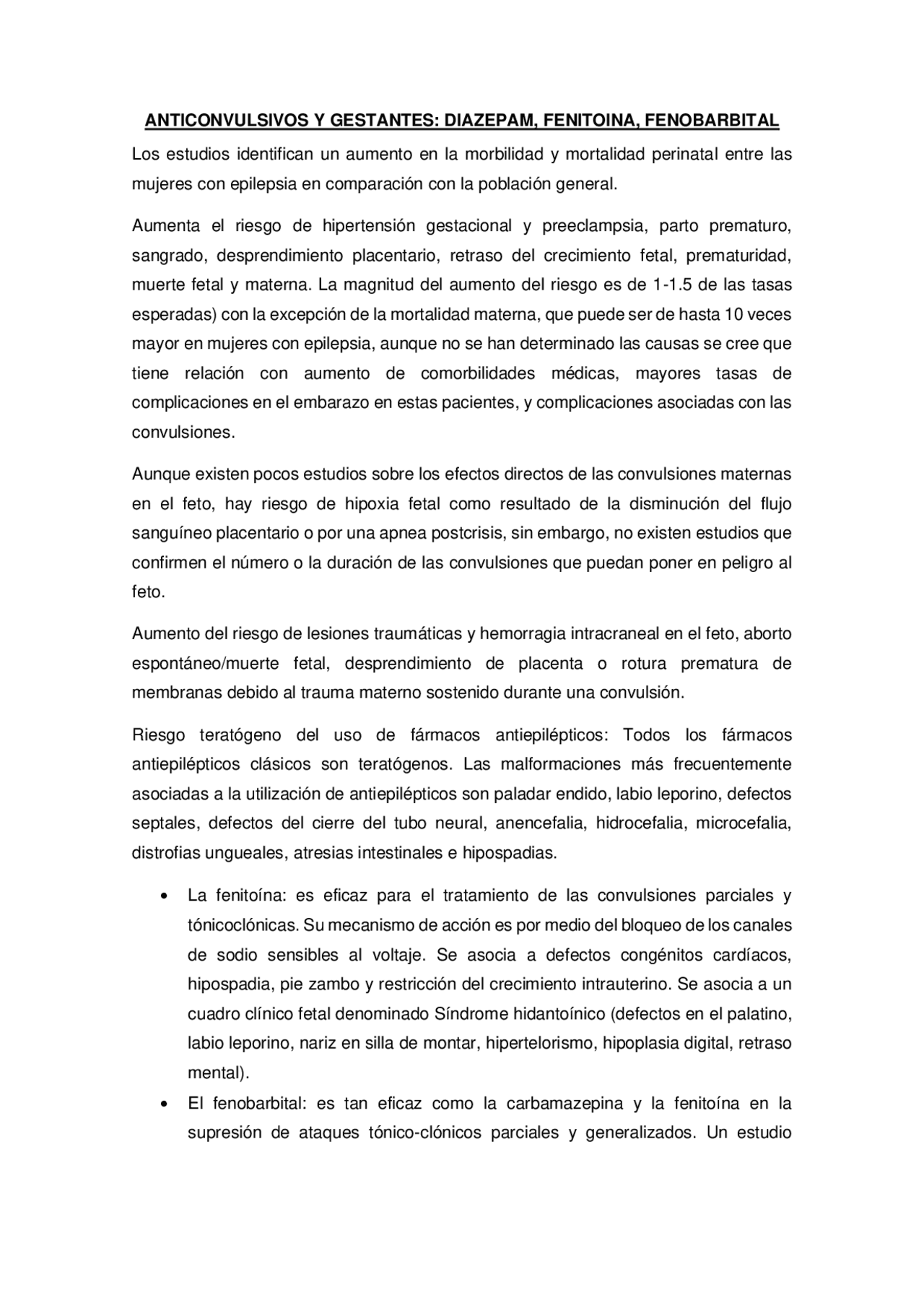 Anticonvulsivos Y Gestantes Resúmenes De Farmacología Docsity