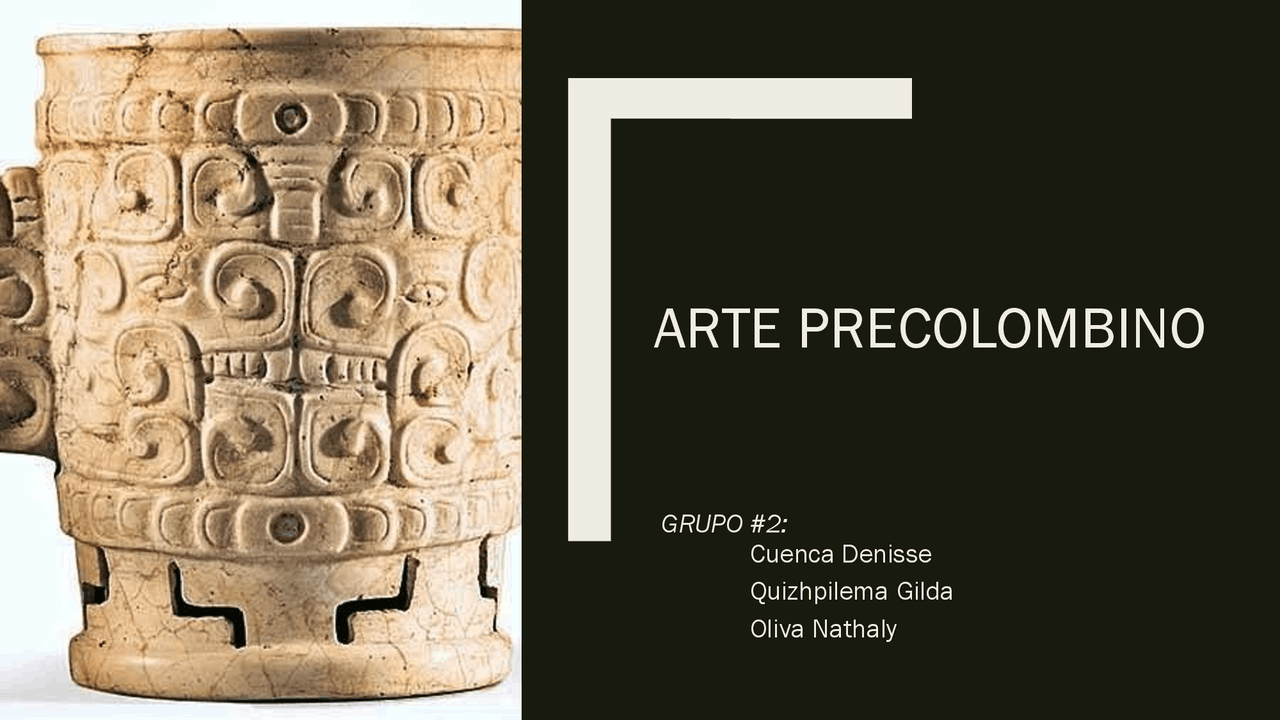 Arte precolombino pr | Diapositivas de Historia | Docsity