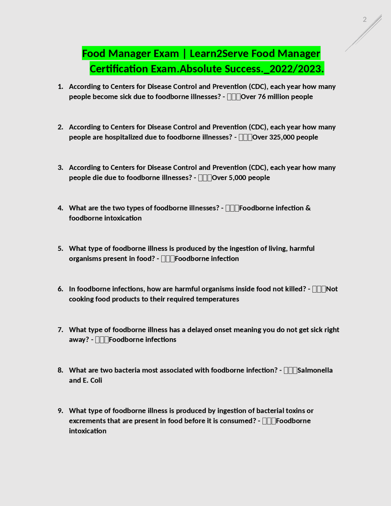 Food Manager Exam | Learn2Serve Food Manager Certification Exam ...