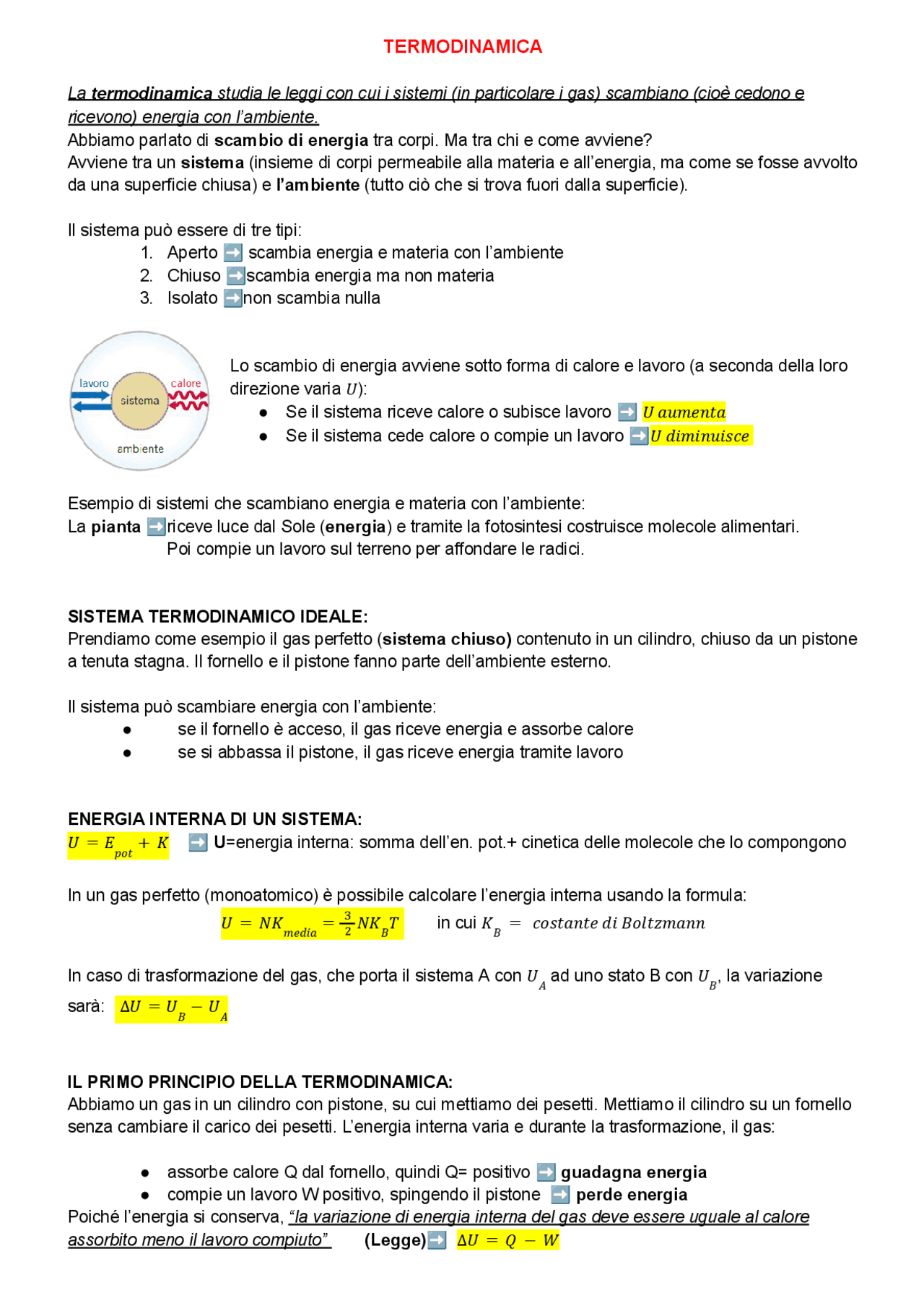 La Termodinamica E Principi Sintesi Del Corso Di Fisica Docsity