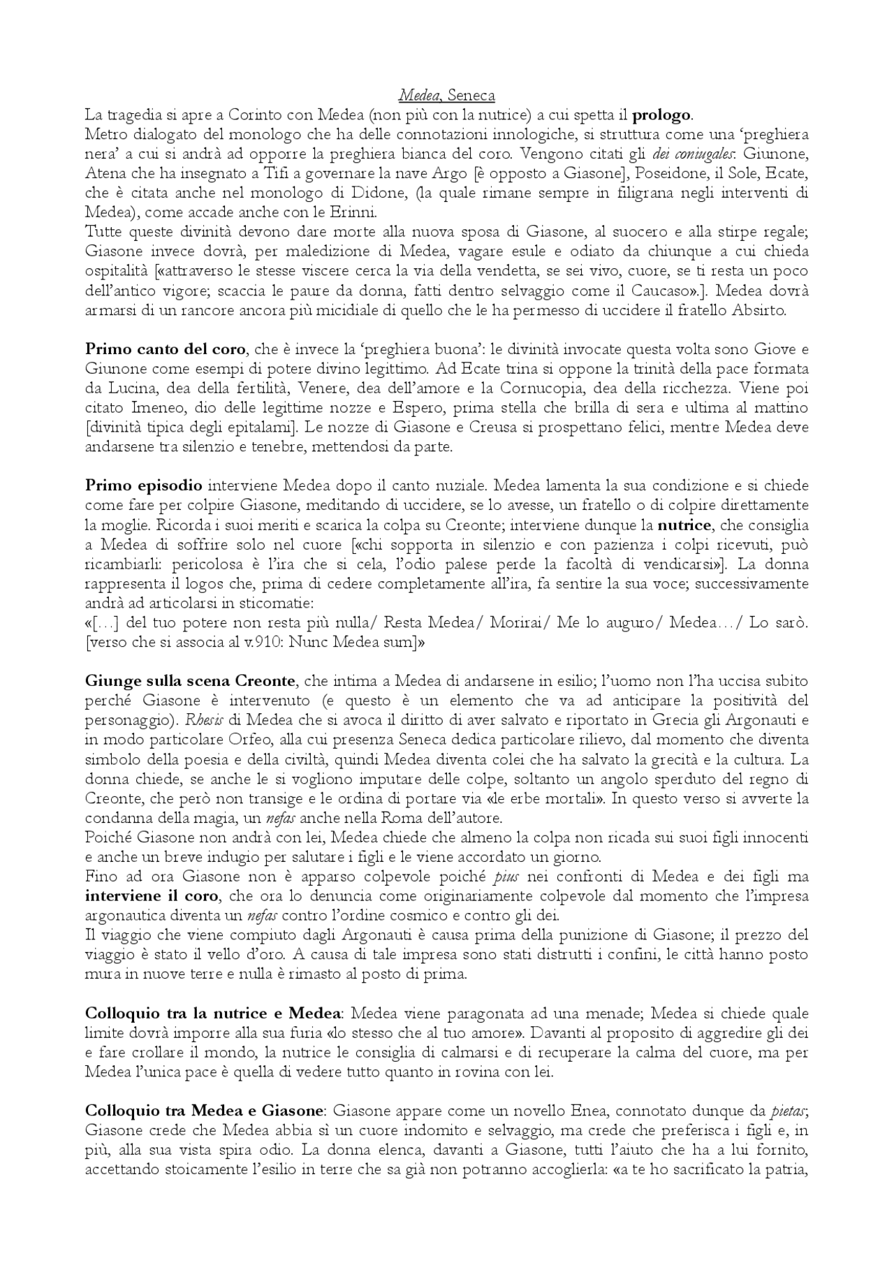 Riassunto della Medea di Seneca | Schemi e mappe concettuali di ...
