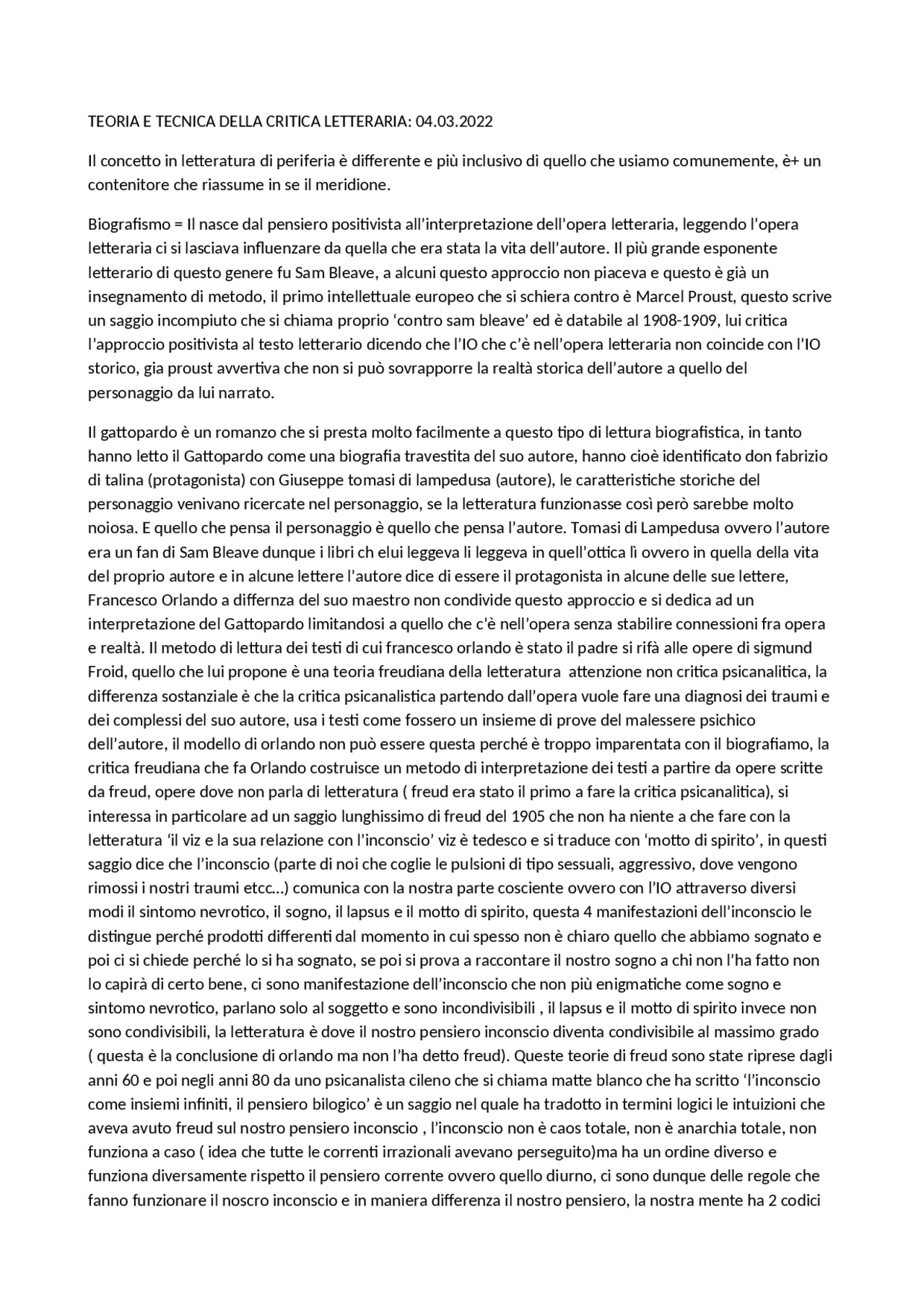 Relazione centro-periferia nel Gattopardo | Appunti di Critica Letteraria | Docsity
