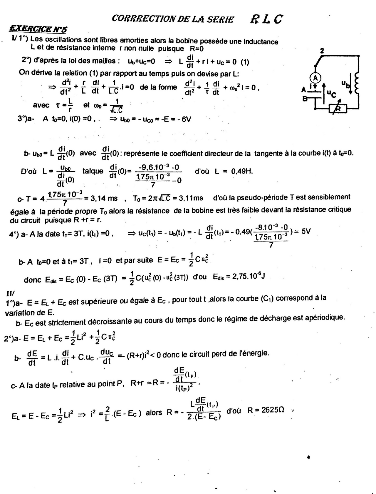 Correction Of Physics Exercices 4th Year Technics Exercises Physics