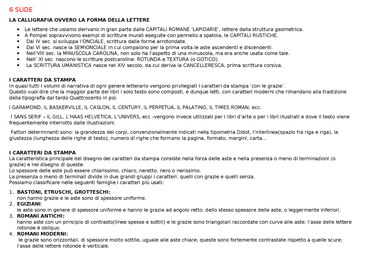 I Caratteri Da Stampa Appunti Di Design Docsity